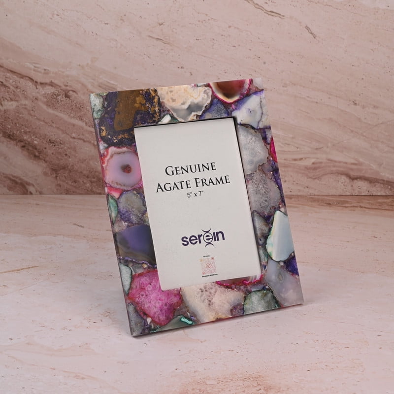 Mixed Agate Picture Frame Multy Color Crystal Photo Frame Natural Gem ...