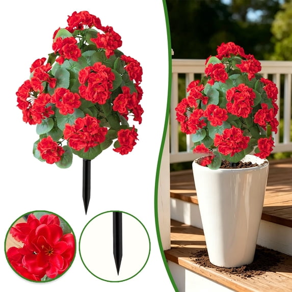 Mixed Artificial Flowers With Ground Stakes, UV Protected Faux Plants ...