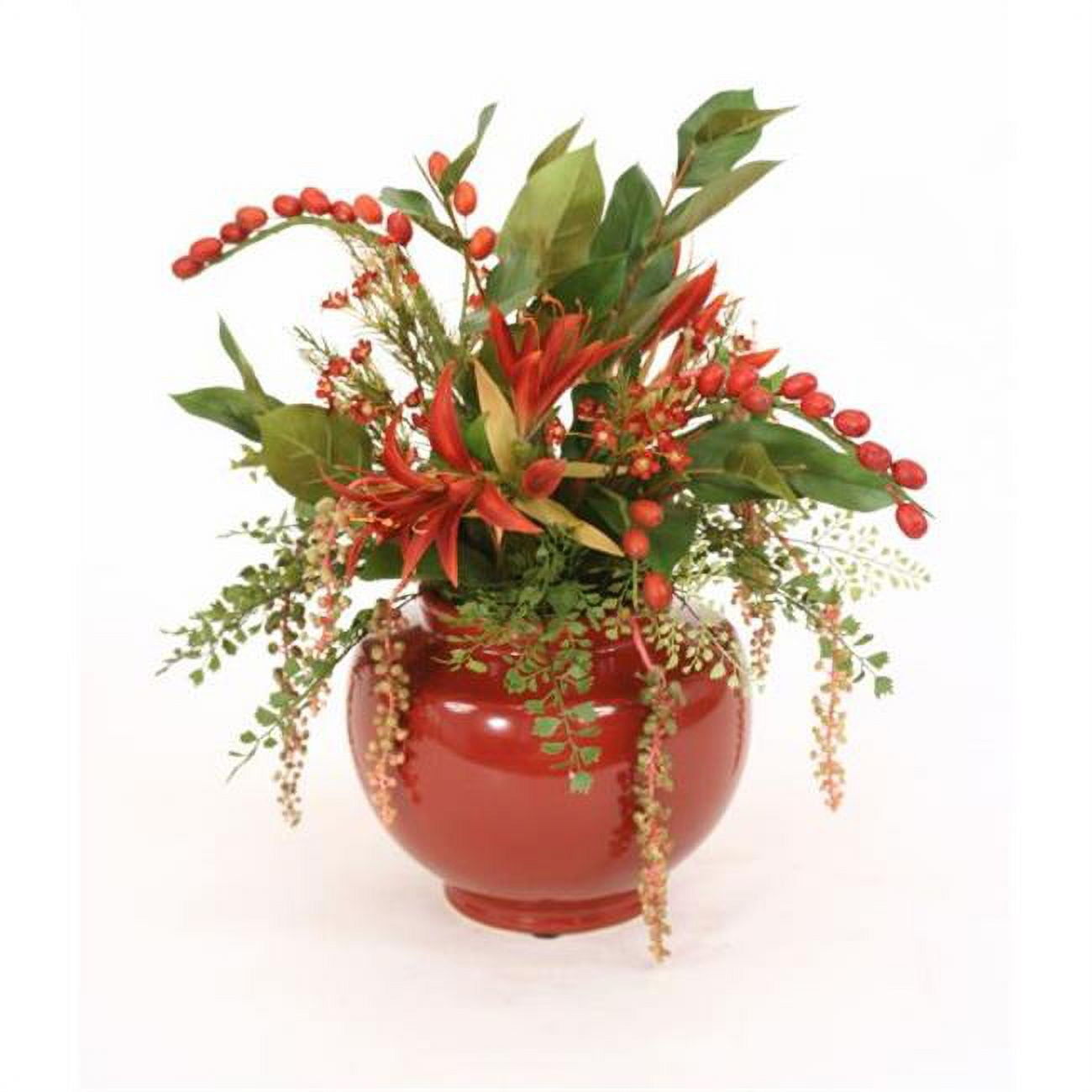 Mixed Berries & Flowers in Rust Red Ceramic Planter - Walmart.com