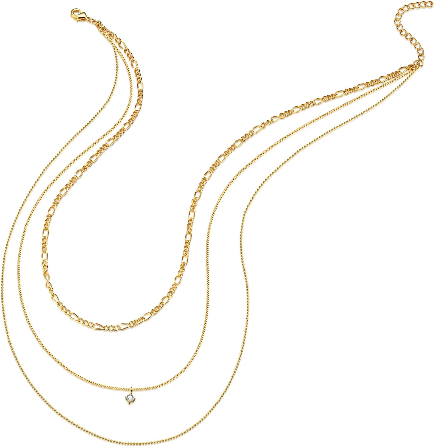 Mixed Chain Multi Strand Layering Necklace | Triple Chain Layered Set ...