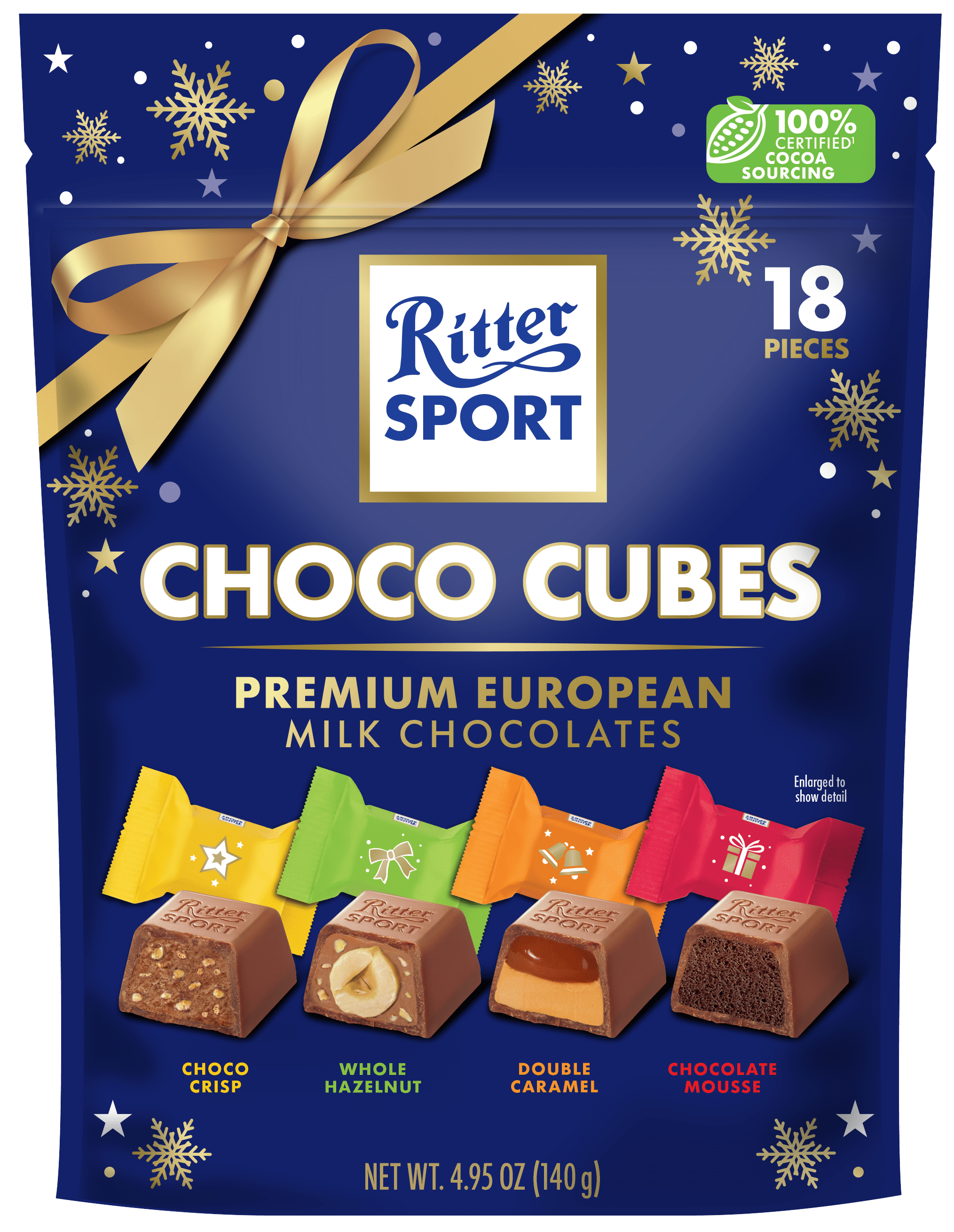 Ritter Sport Holiday Mix Choco Chocolate Cubes, 18 pieces, Four Flavors ...