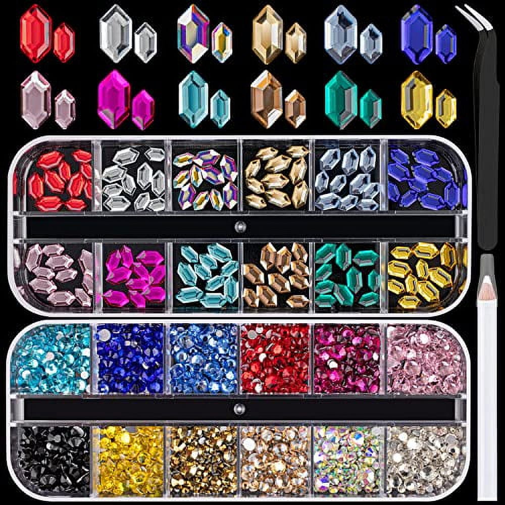 Mixed Color Flatback Round and Double-point Shape Rhinestones Kit ...