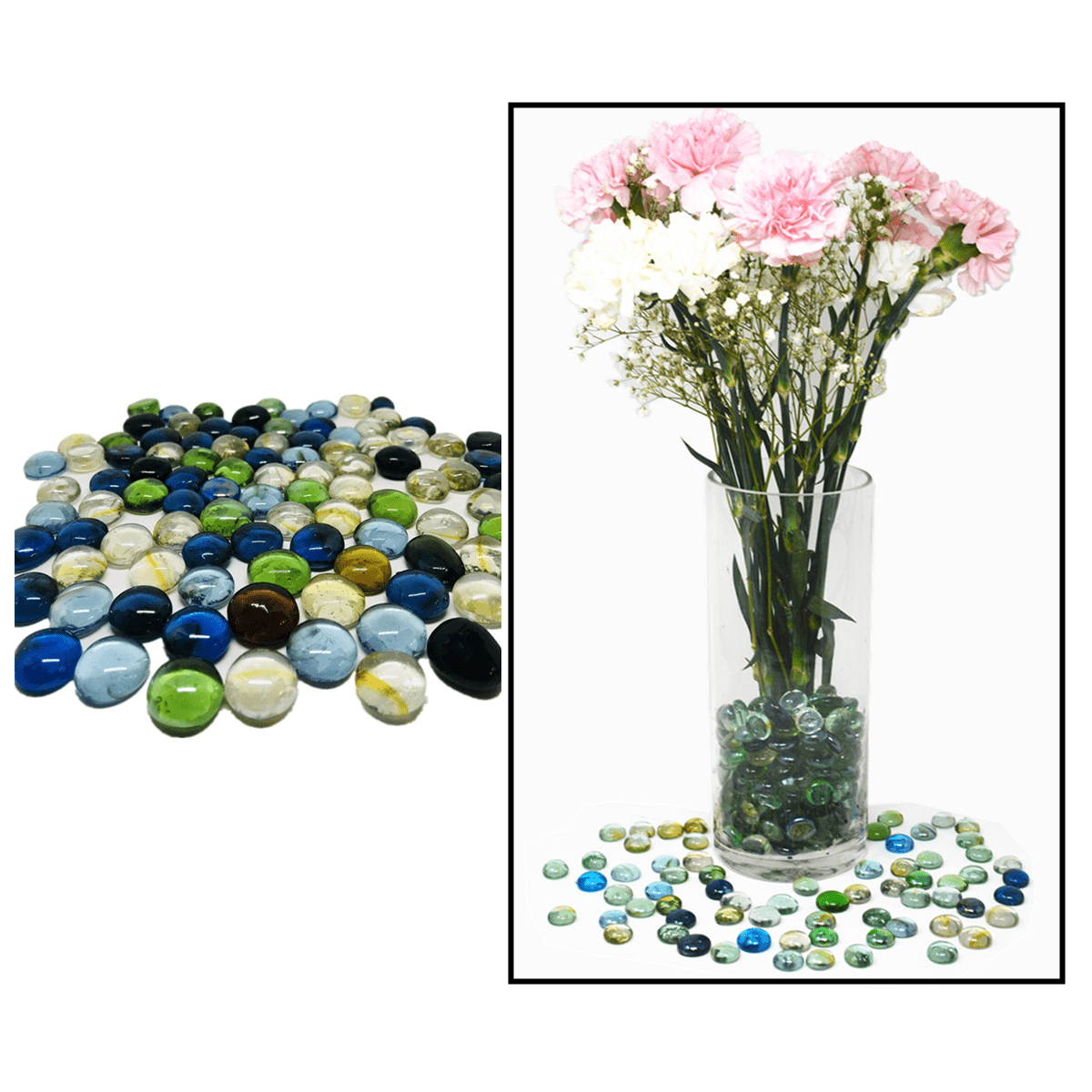 Mixed Color Glass Gems, Pebbles, Mosaic Tiles Marbles Vase Accents (5LB ...