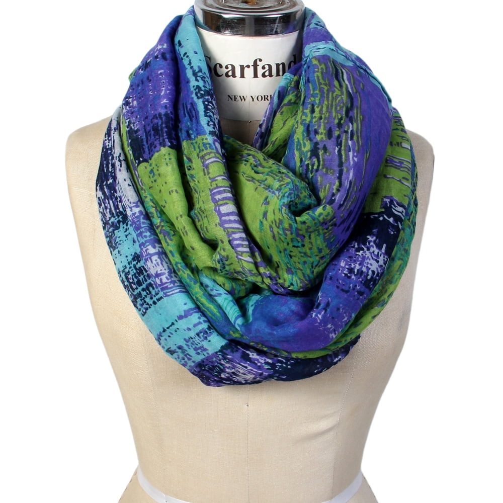 Mixed Color Oil Paint Infinity Scarf Head Wrap (Blue) - Walmart.com