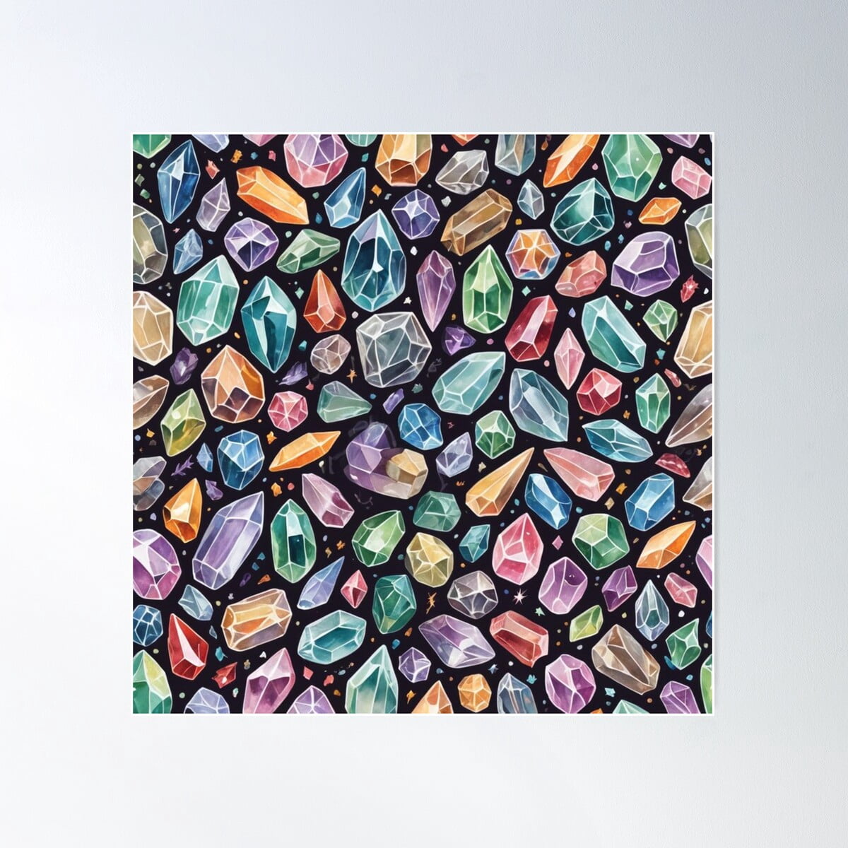 Mixed Colors Crystal Pattern Poster Wall Art, Modern Wall Decor For ...