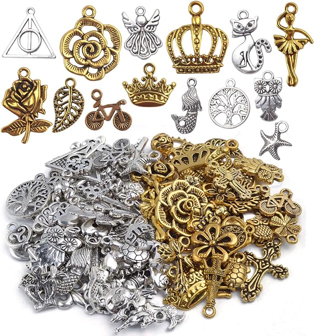 Mixed Craft Charms Pendants, About 100 Pieces Mixed Antique Silver and ...