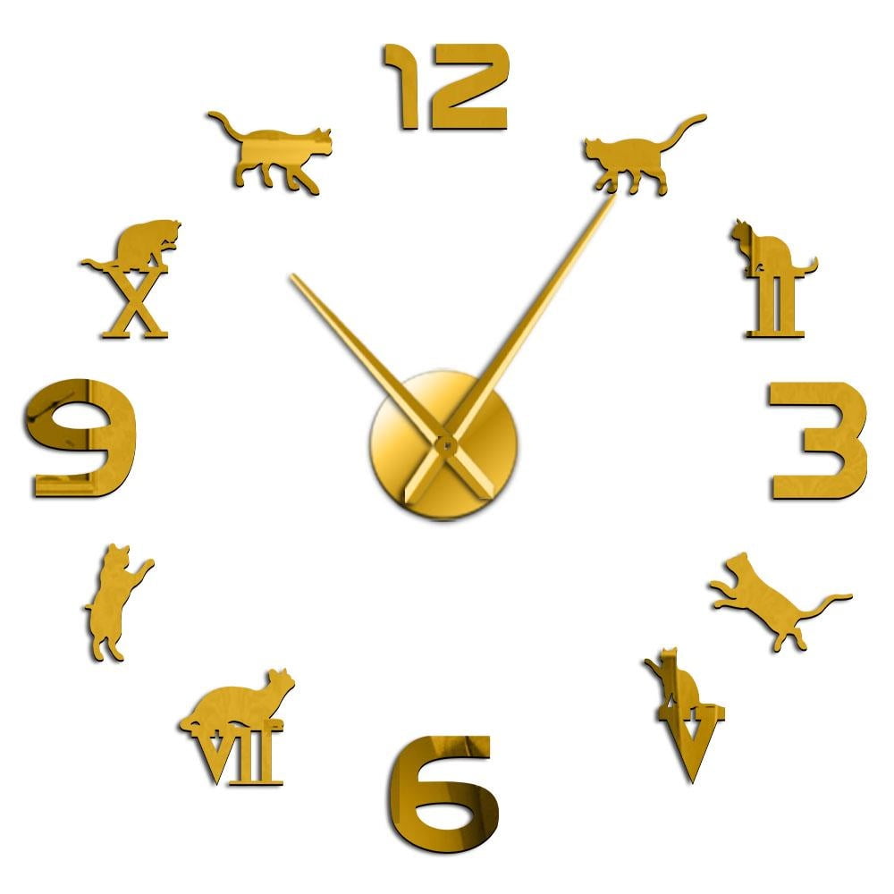 Mixed Designs Numerals Cat Pet Frameless Wall Clock Stickers, DIY ...