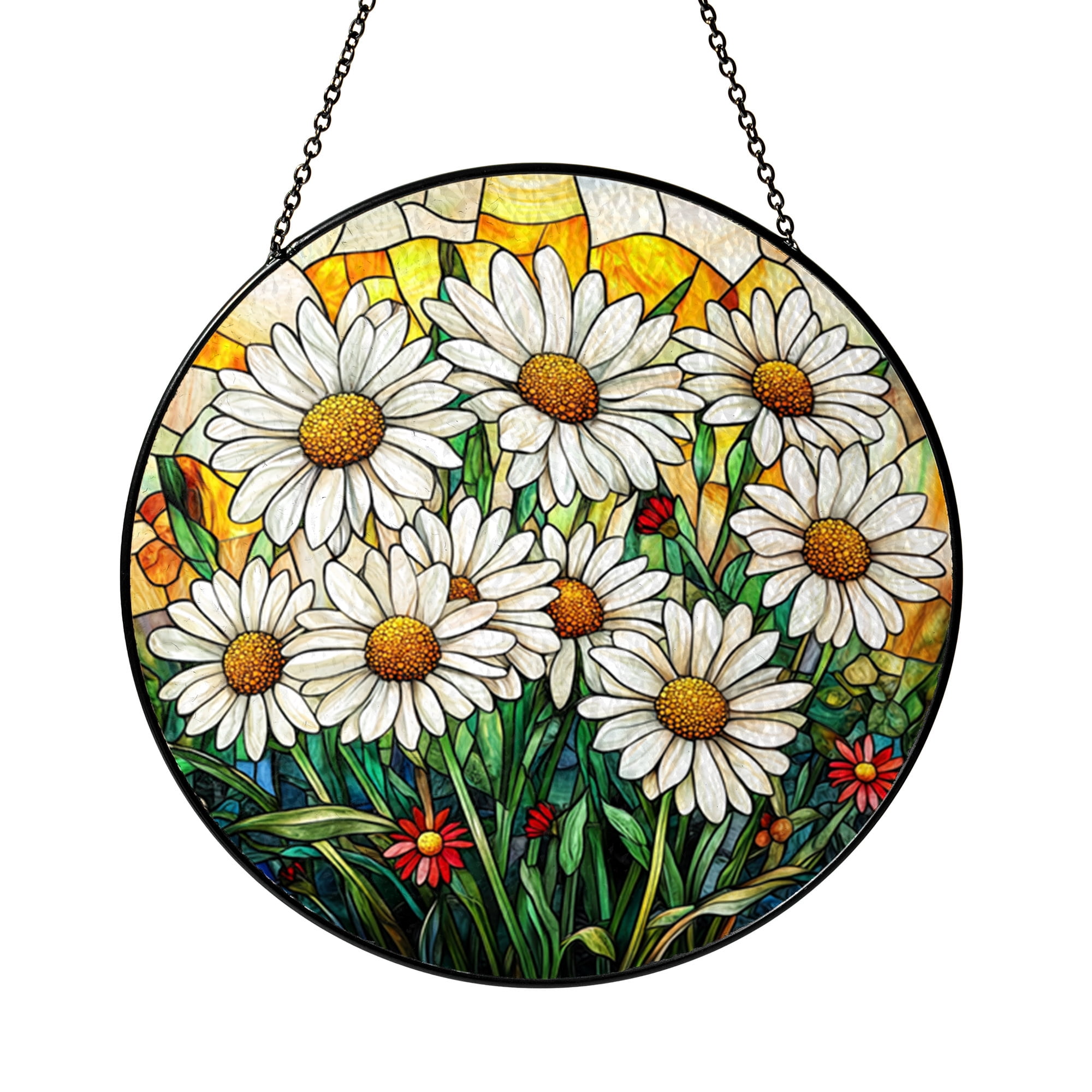 Mixed Floral Faux Stained Glass Window Hanging - Walmart.com