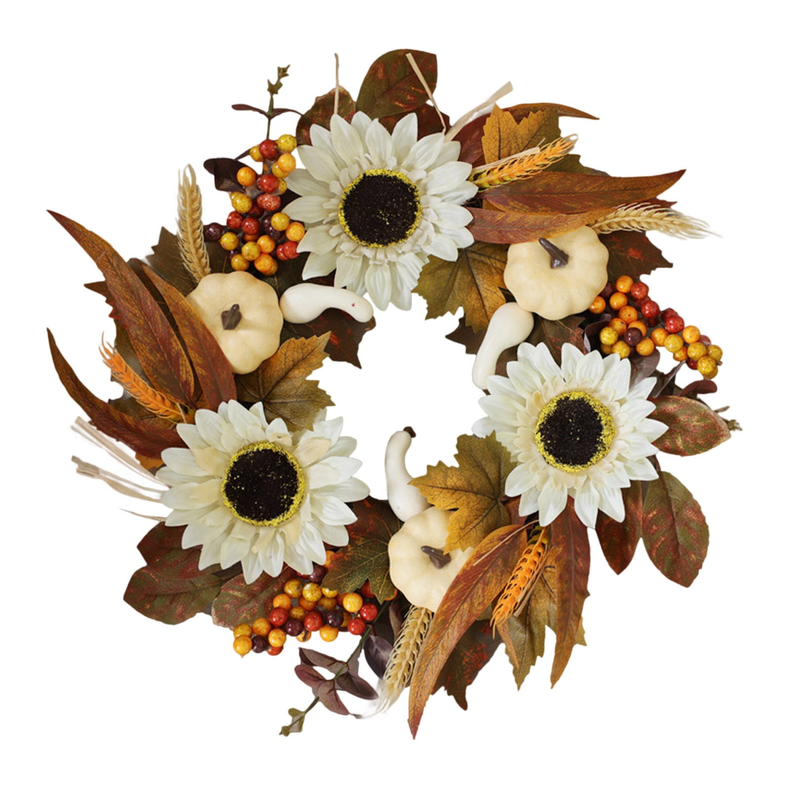 Mixed Fruit Sun Wreath Maple Leaf And Berry Door Hanging Autumn Wreath ...