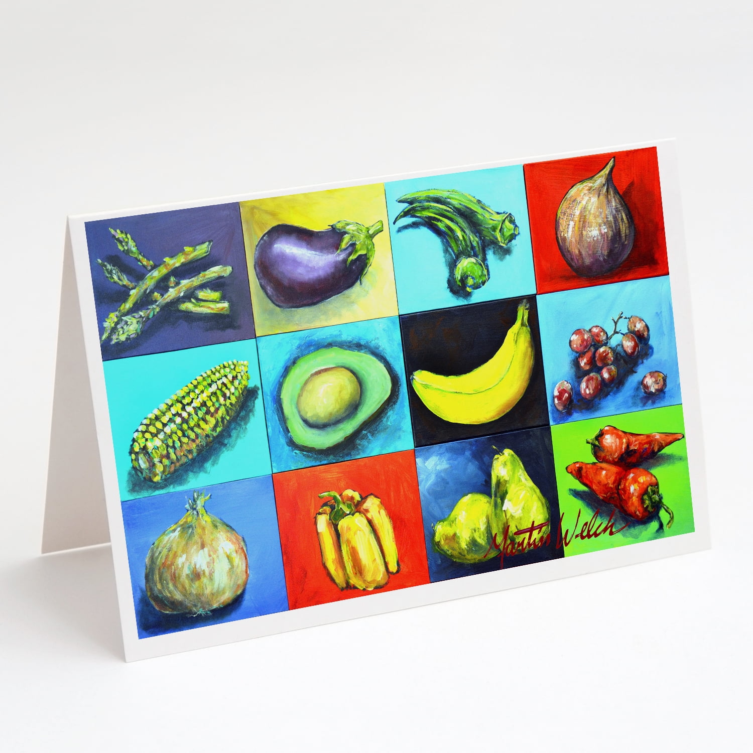 Mixed Fruits and Vegetables Greeting Cards Pack of 8 7 in x 5 in ...