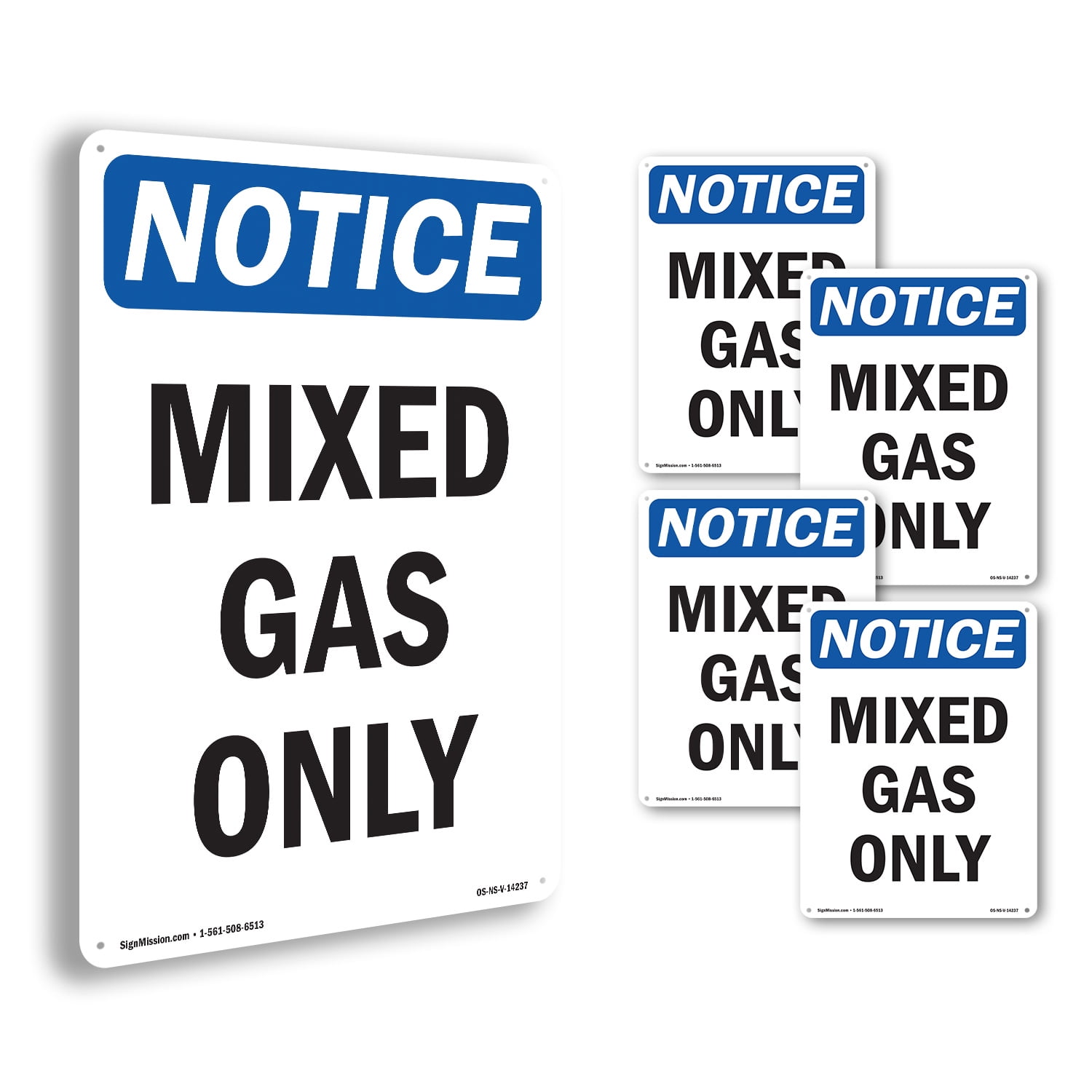 Mixed Gas Only OSHA Notice Rigid Plastic Sign 24 Inch x 18 Inch - 5 ...