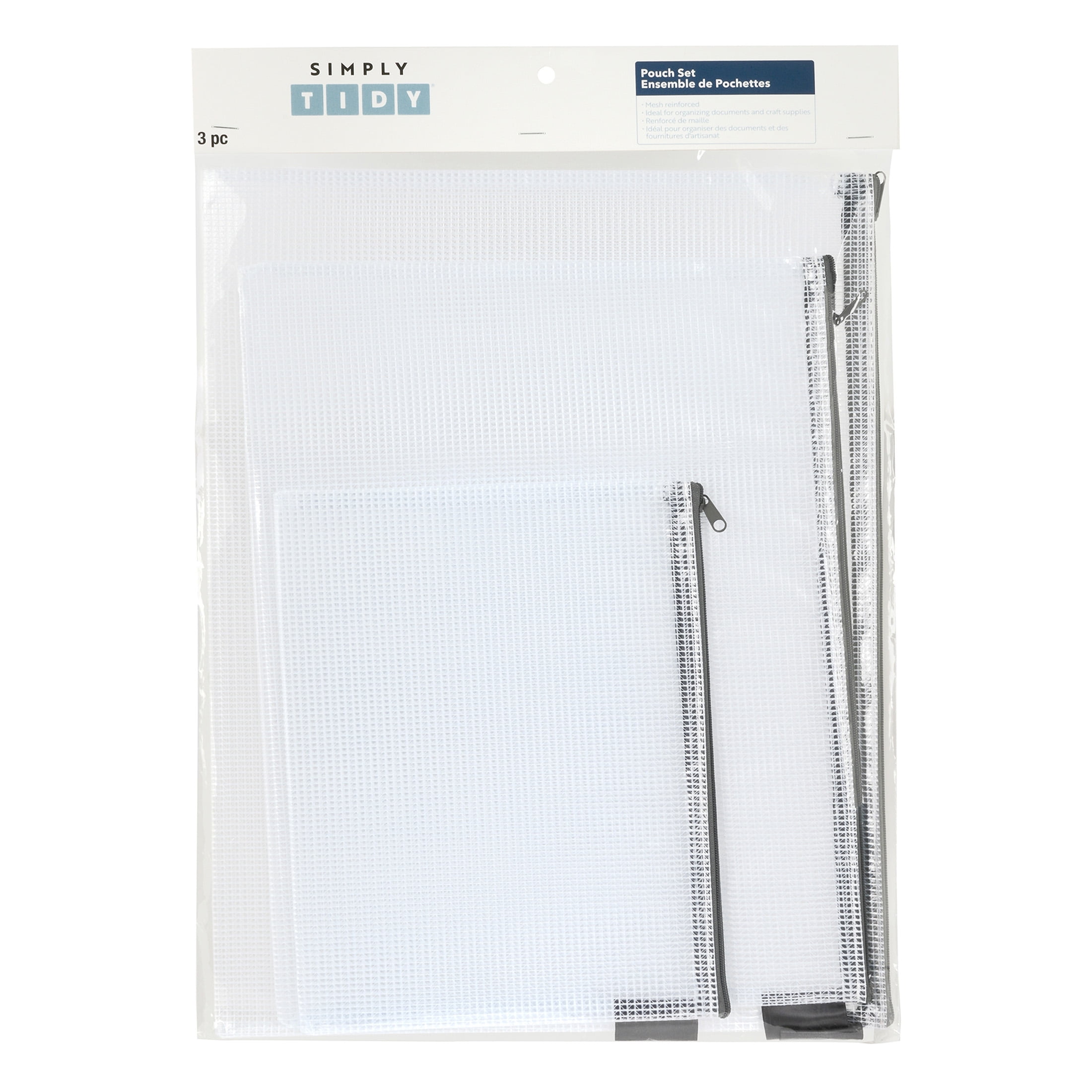 Mixed Gray Mesh Zipper Pouches by Simply Tidy - Durable Reinforced ...