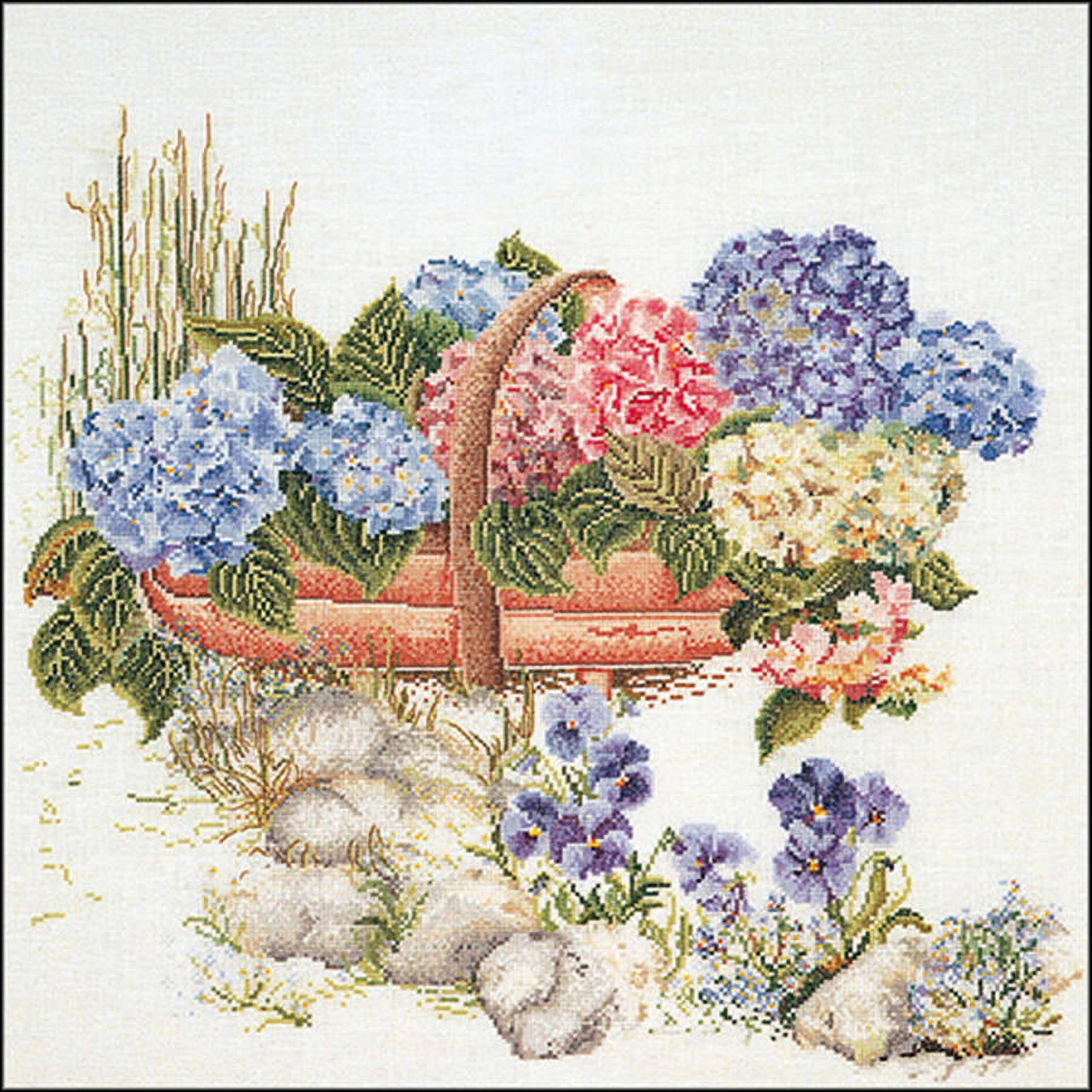 Mixed Hydrangea On Aida Counted Cross Stitch Kit, 18.75" x 16", 16 ...