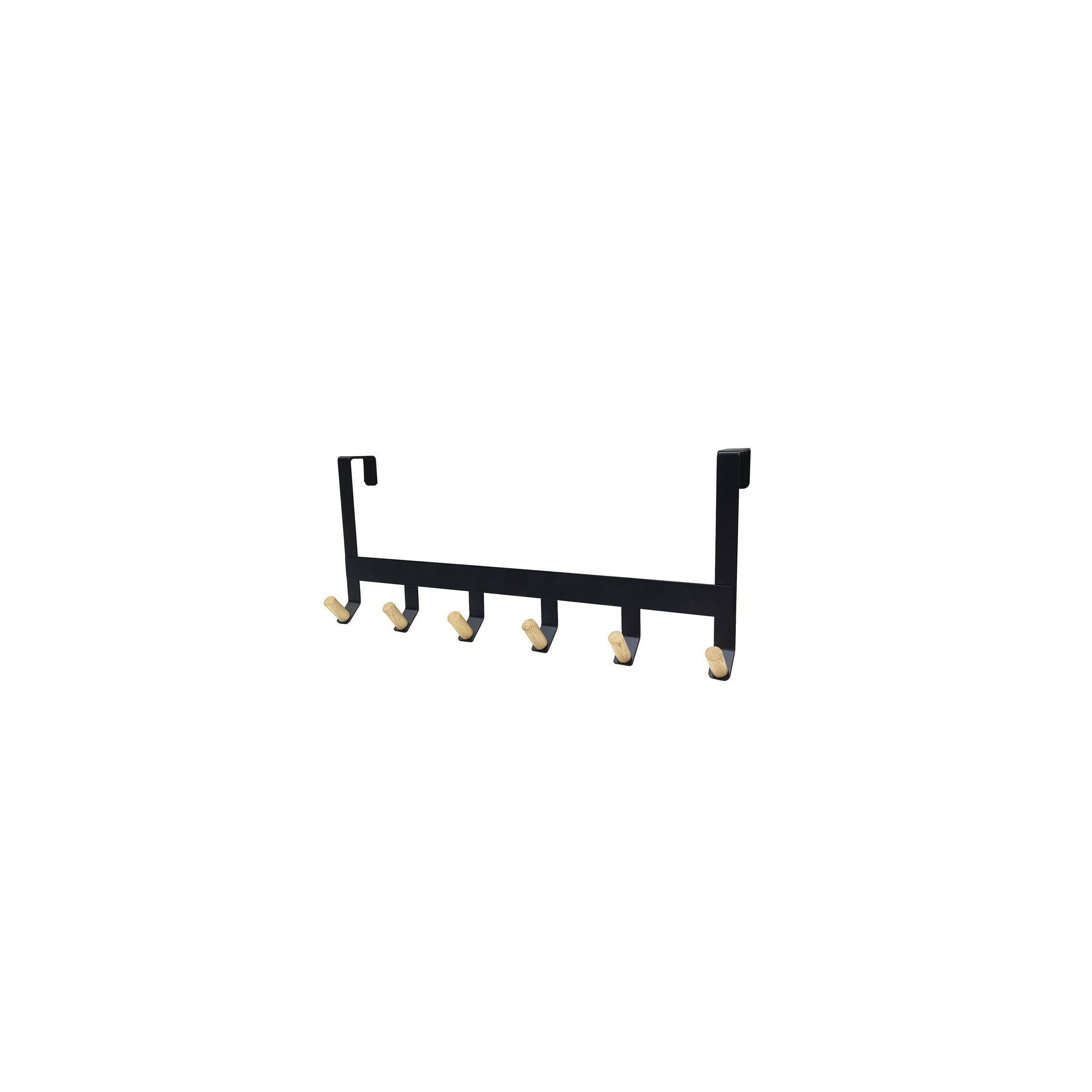 Mixed Material Over The Door 6 Hooks Rail Matte Black: Steel Door ...