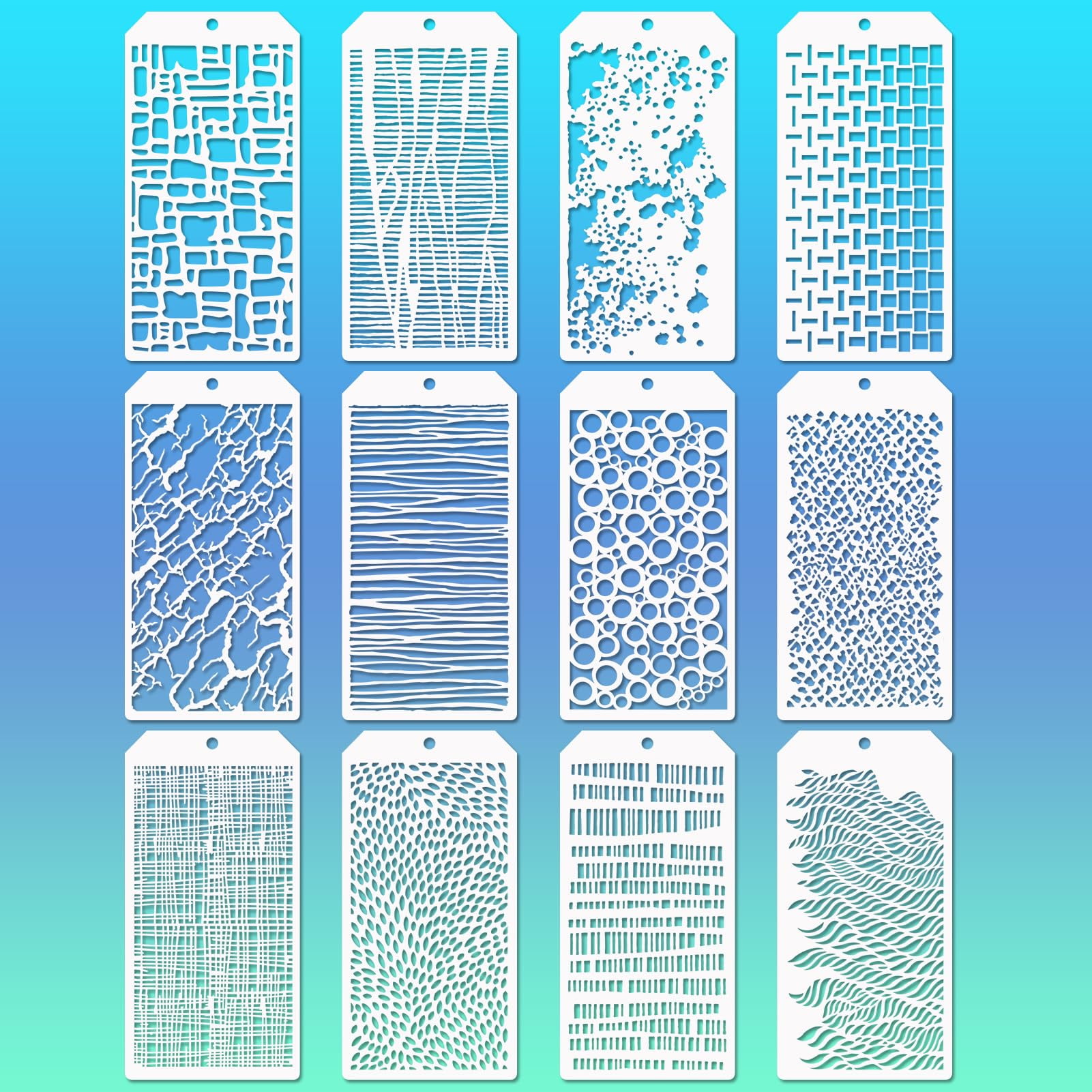 Mixed Media Art Stencils, 12 Pcs Abstract Stencils Marble Splatter Grain Bubble Background ...