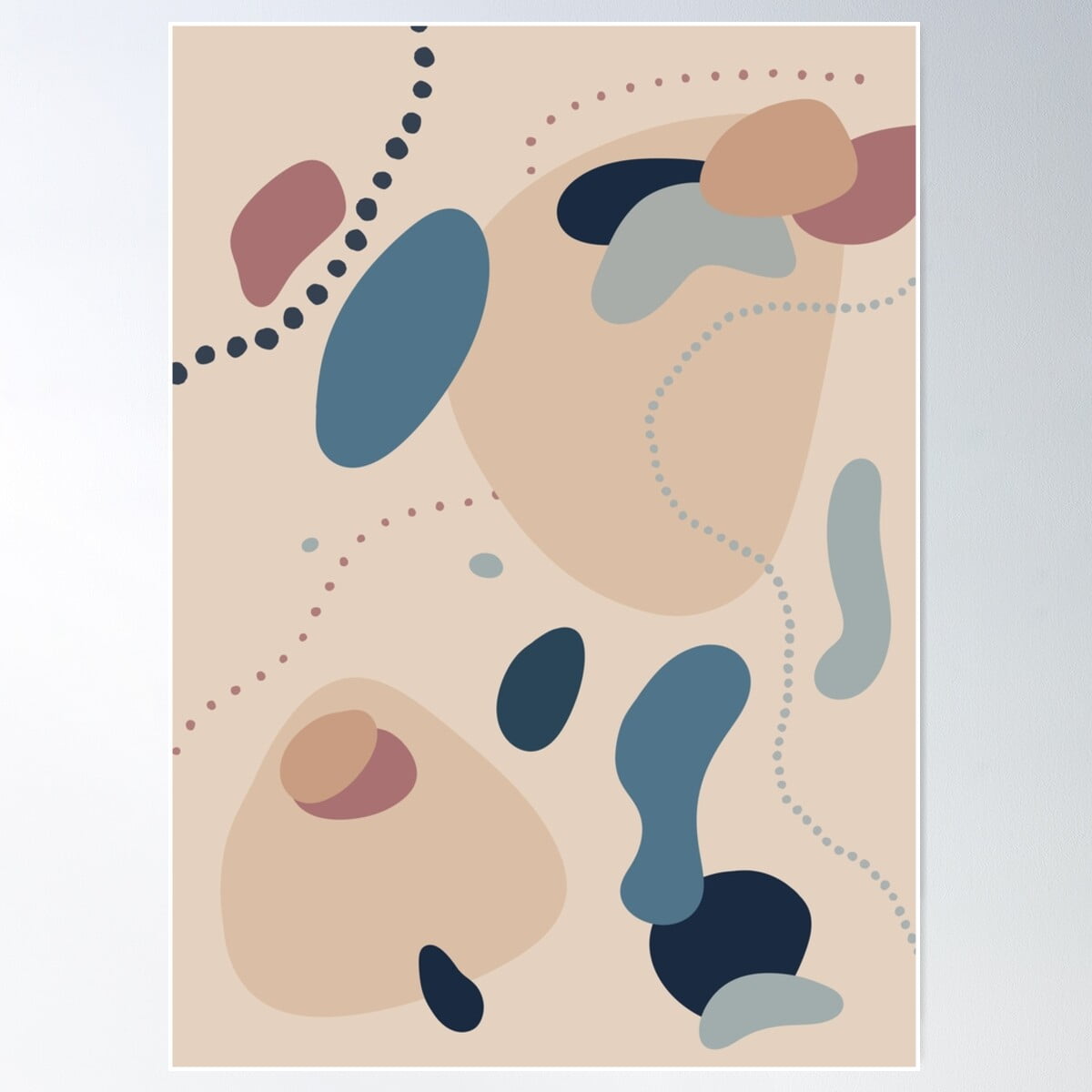 Mixed Media Blobs Minimalistic With Neutral Modern Colors Poster Wall ...