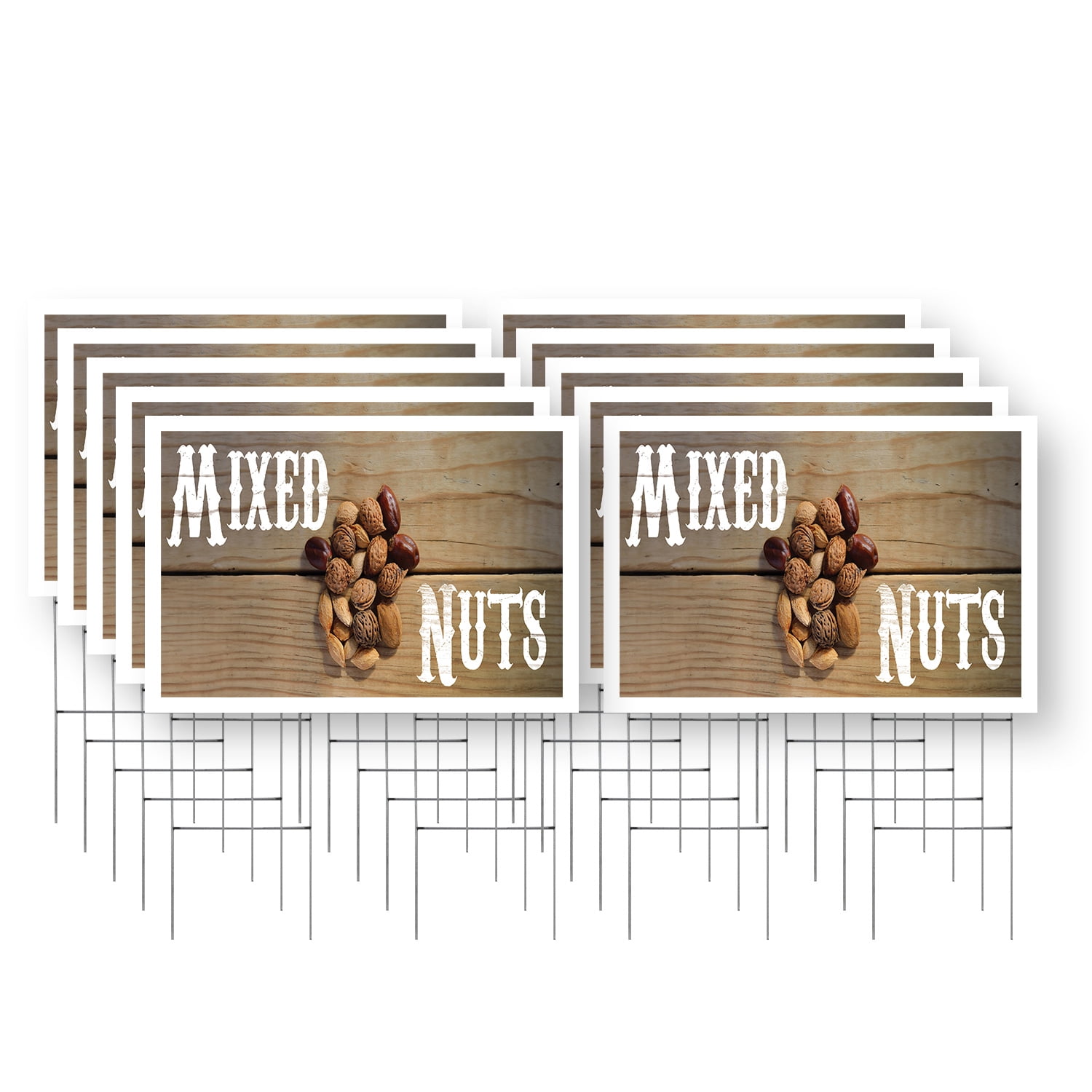 Mixed Nuts Yard Sign 10 Pack of 24 Inch x 36 Inch Double Sided ...