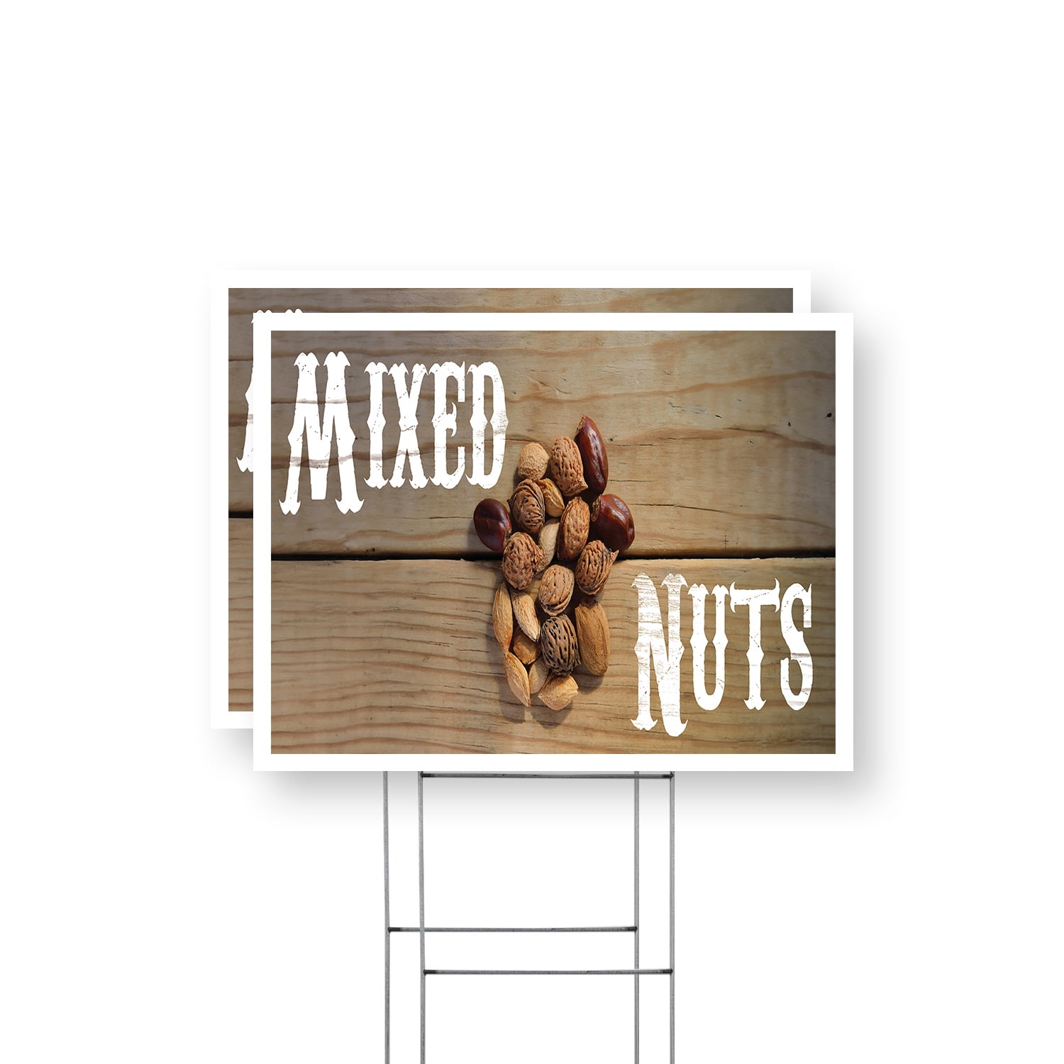 Mixed Nuts Yard Sign 2 Pack of 12 Inch x 16 Inch Double Sided ...