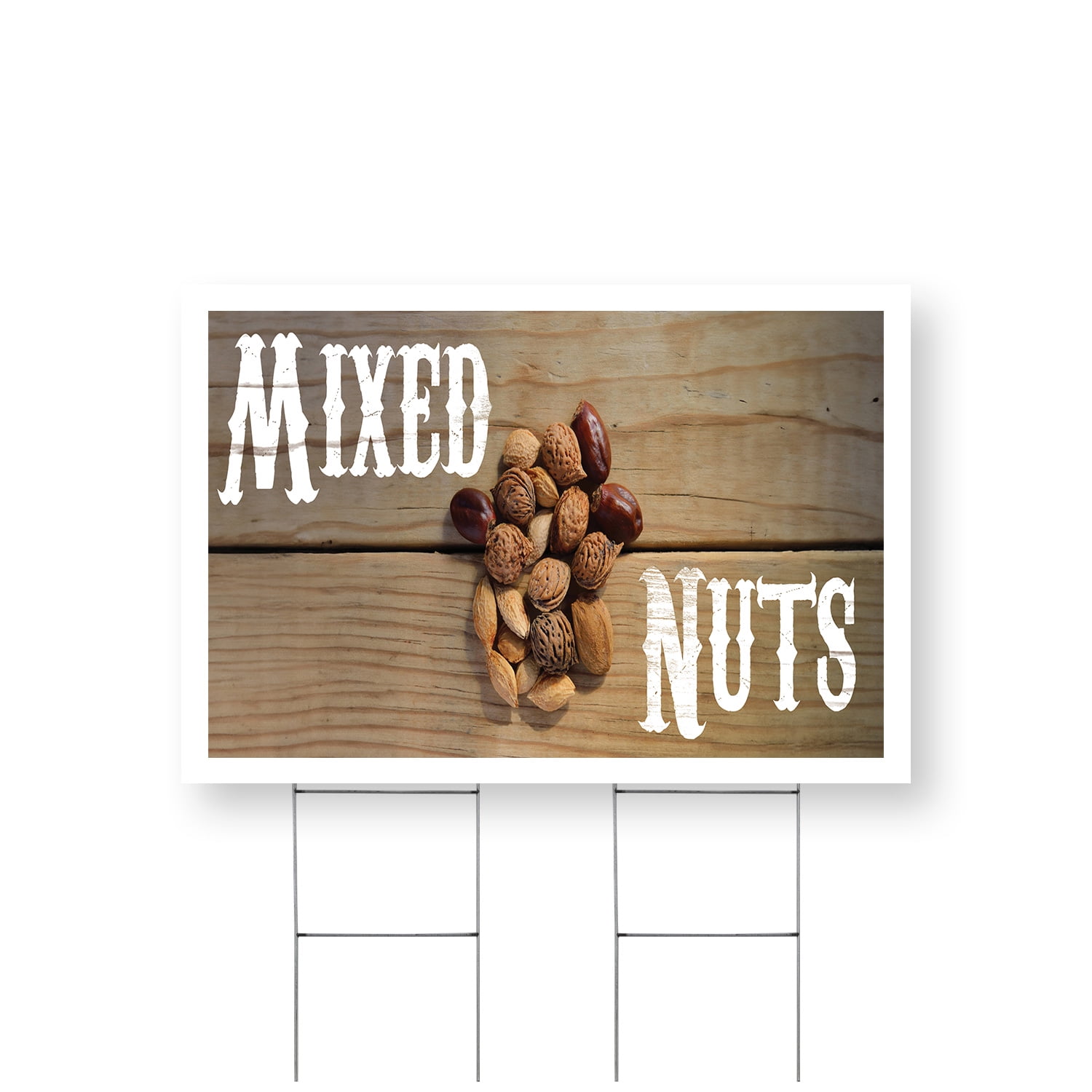 Mixed Nuts Yard Sign 24 Inch x 36 Inch Double Sided Weatherproof Heavy ...