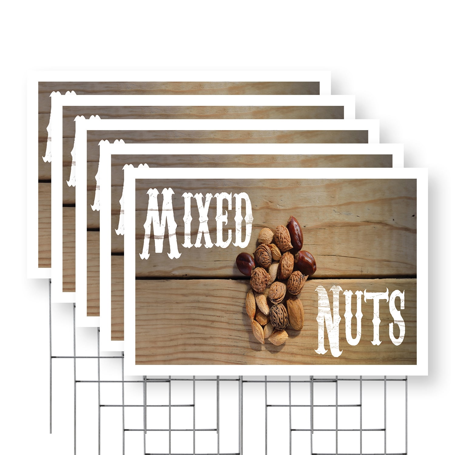 Mixed Nuts Yard Sign 5 Pack of 24 Inch x 36 Inch Single Sided ...