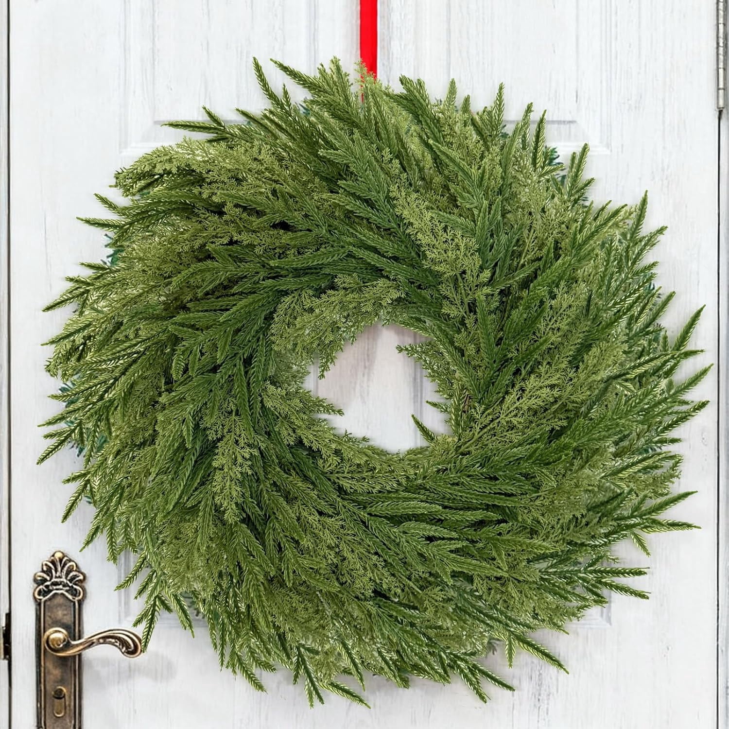 Mixed Pine&Cedar Wreath-24 Real Touch Norfolk Pine Wreath, Realistic ...