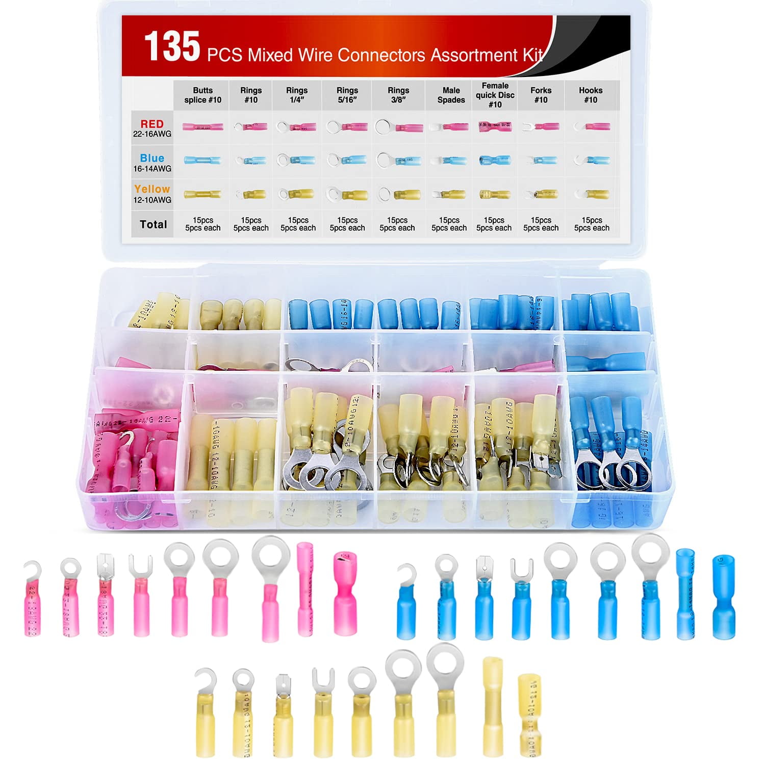 Mixed Quick Disconnect Electrical Insulated Butt Bullet Spade Fork Ring ...