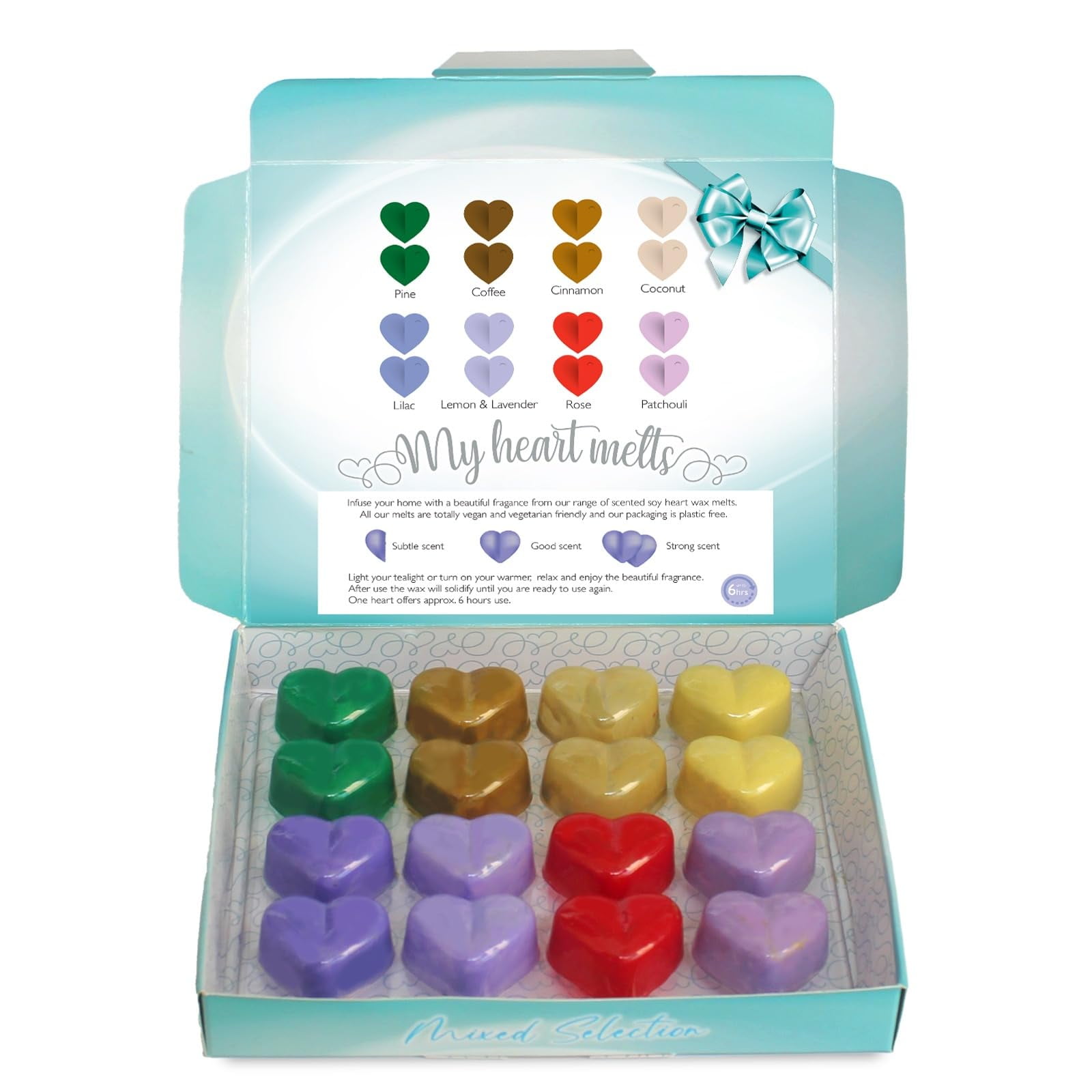 Mixed Scented Wax Melts Heart Shaped in Gift Box, Spotless Leopard, 16 ...