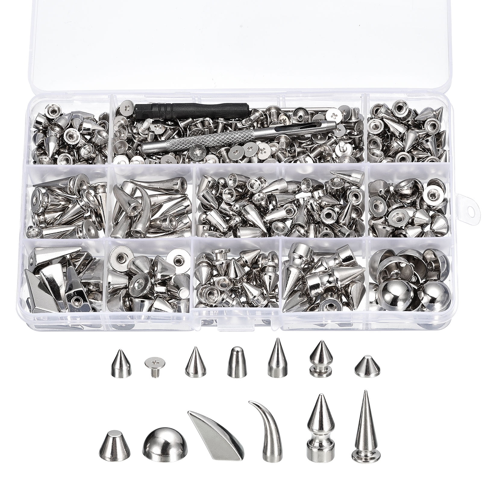 Uxcell Mixed Shape Spikes and Studs, 270 Sets Leather Rivets Kit ...