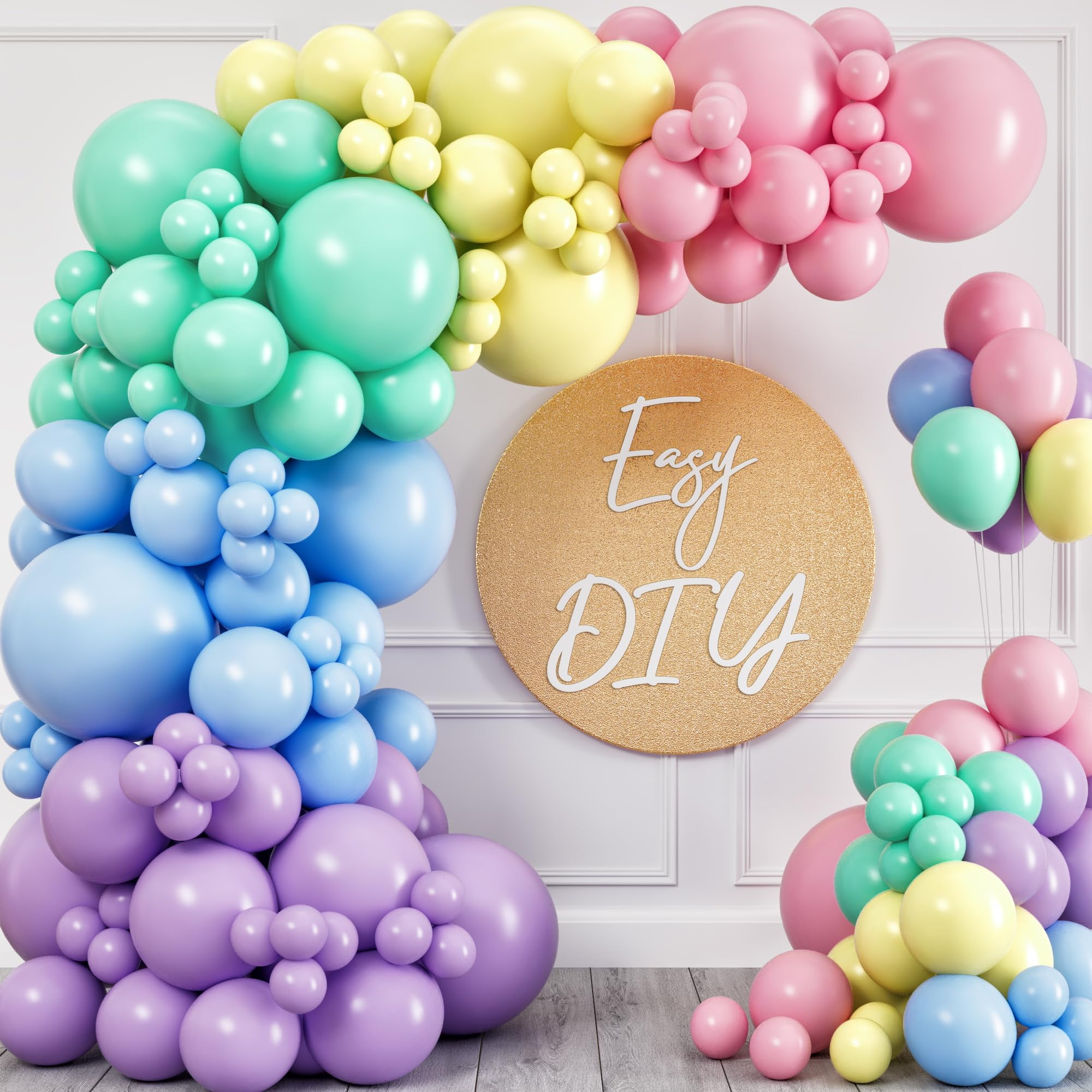 Mixed Sizes - Pastel DHF10 Balloon Garland Kit & Balloon Arch - Rainbow ...