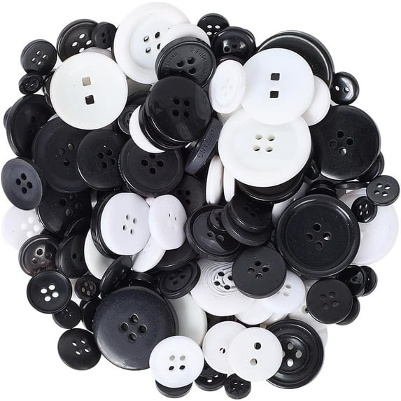 Mixed Style Black White Resin Button Flat Round Multiple Shape 2 and 4 ...