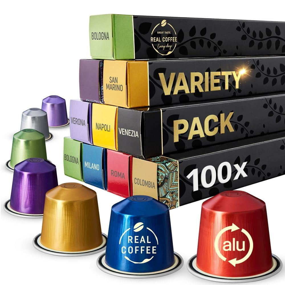 Mixed Variety Pack for Nespresso | 100 Test Winning Aluminum Capsules ...