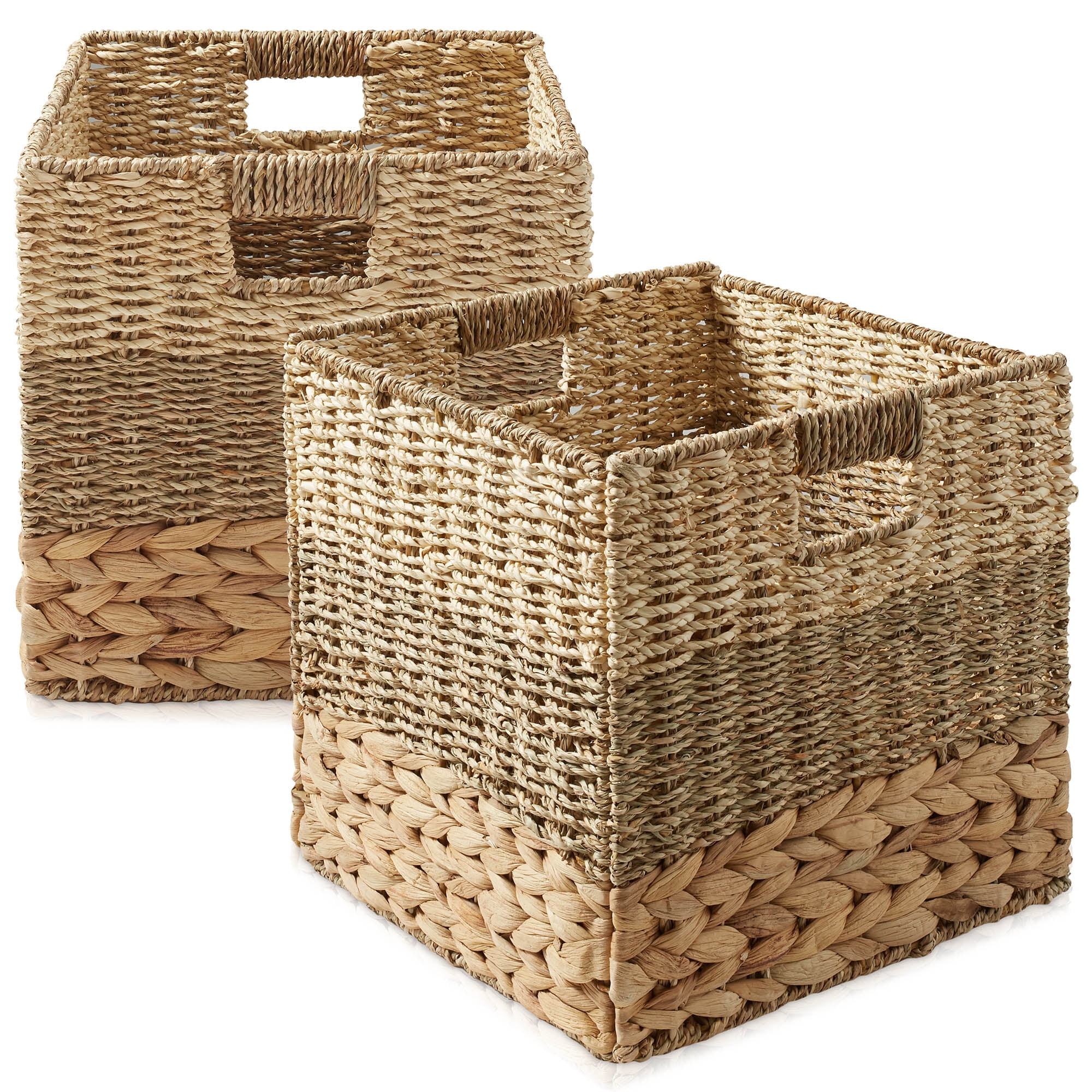 Mixed Weave Square Storage Cubes, Woven Square Shelf Basket Bins ...