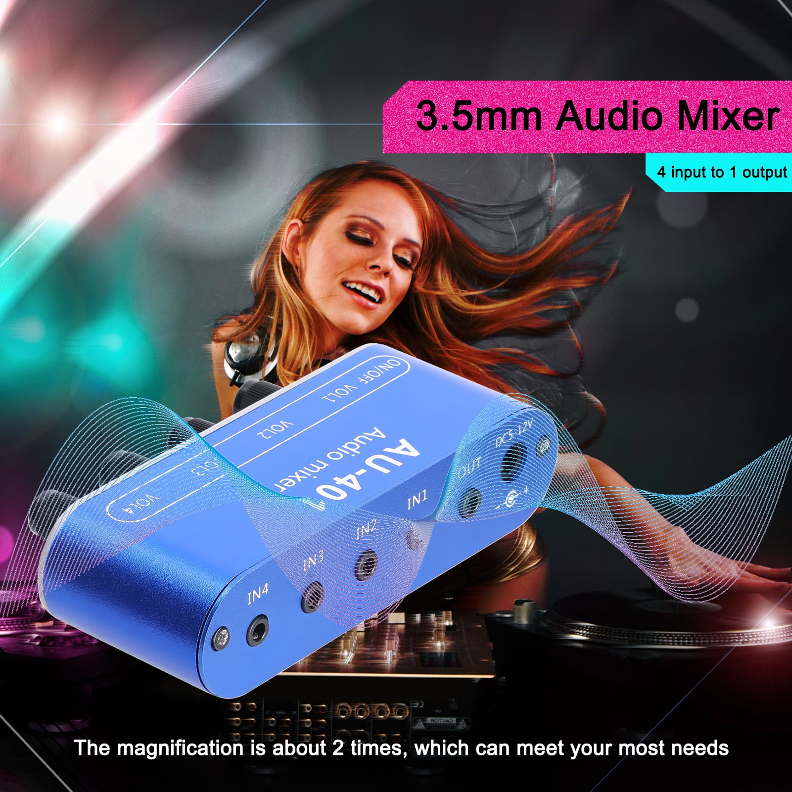 Mixer,1 Output Sound Audio Stereo Audio 3.5mm Audio Stereo 4 Input To ...