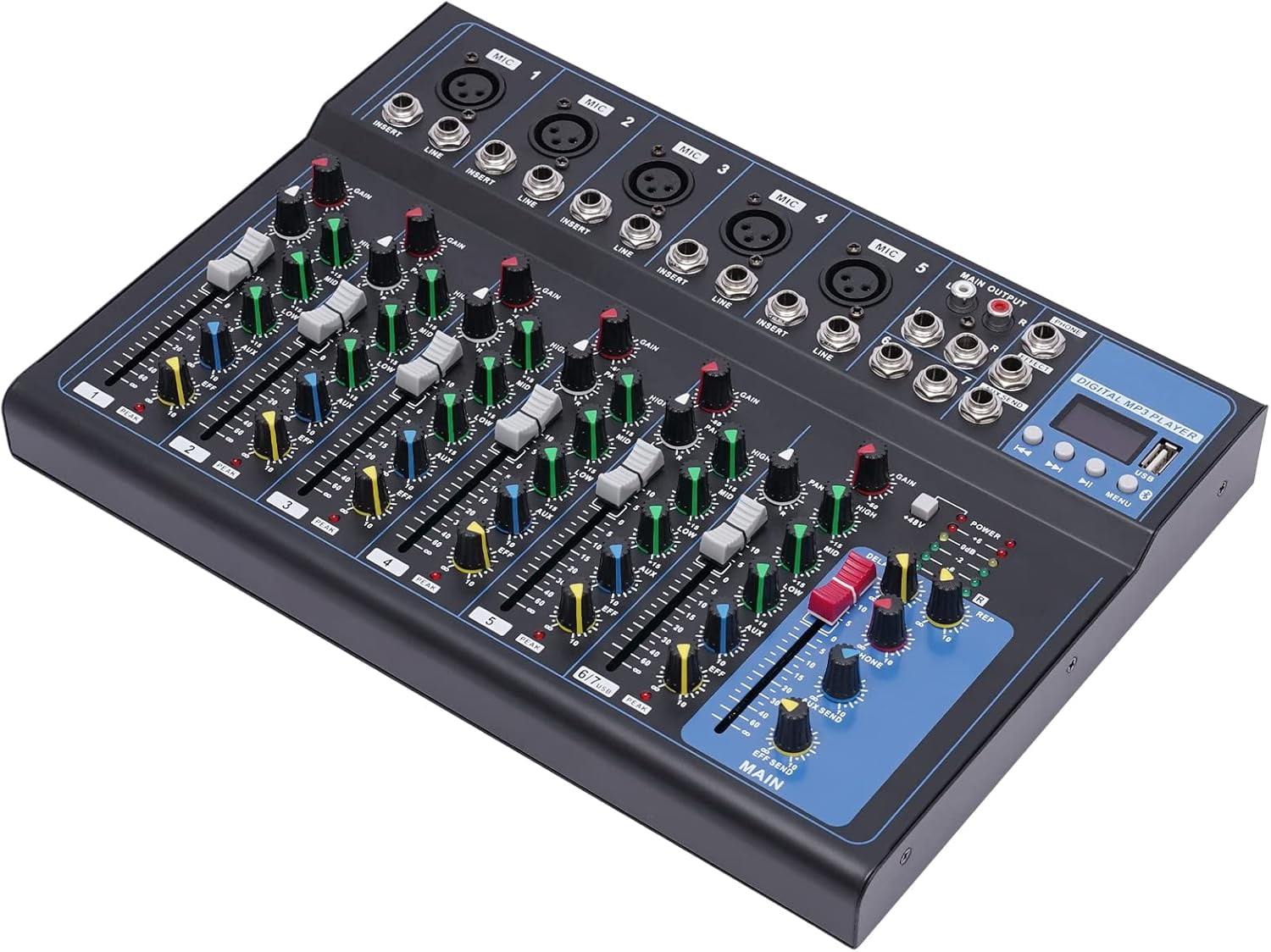 Mixer Audio, Portable Audio Mixer,7 Channel Audio Mixer, w/USB DJ Sound ...