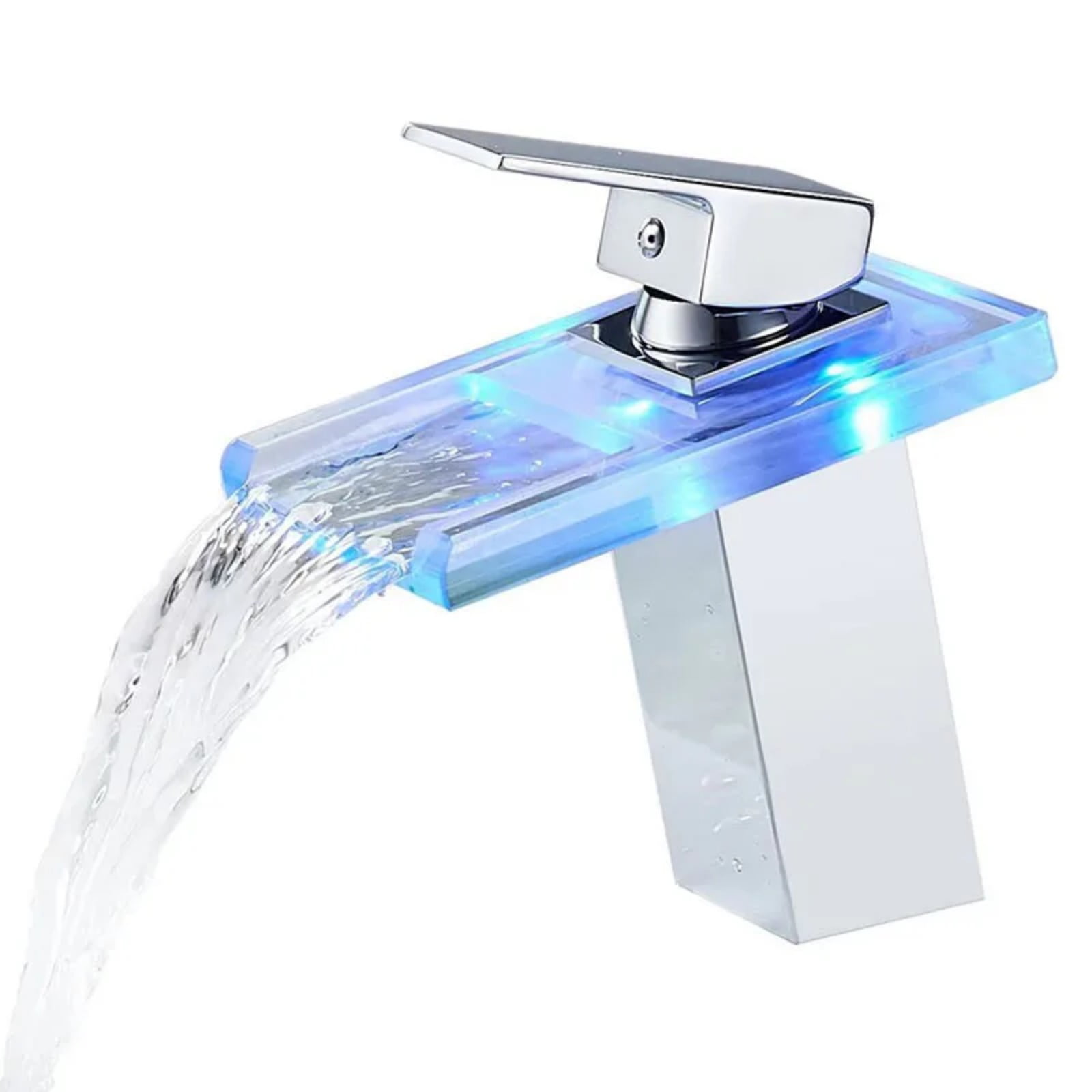 Mixer Water Bathroom Faucet Glass Basin Tap LED Luminous Color Changing ...