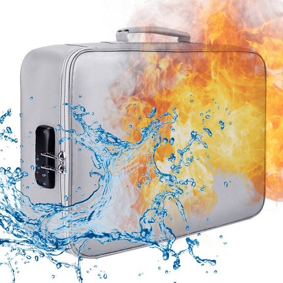 Document Bag with Lock,Fireproof 3-Layer File Storage Case with Water ...