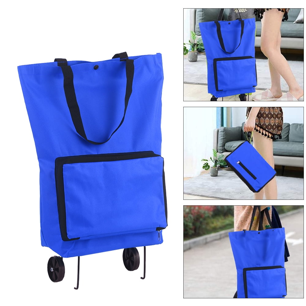 Mixfeer Foldable Shopping Trolley Bag with Wheels, 3L Capacity, Oxford ...