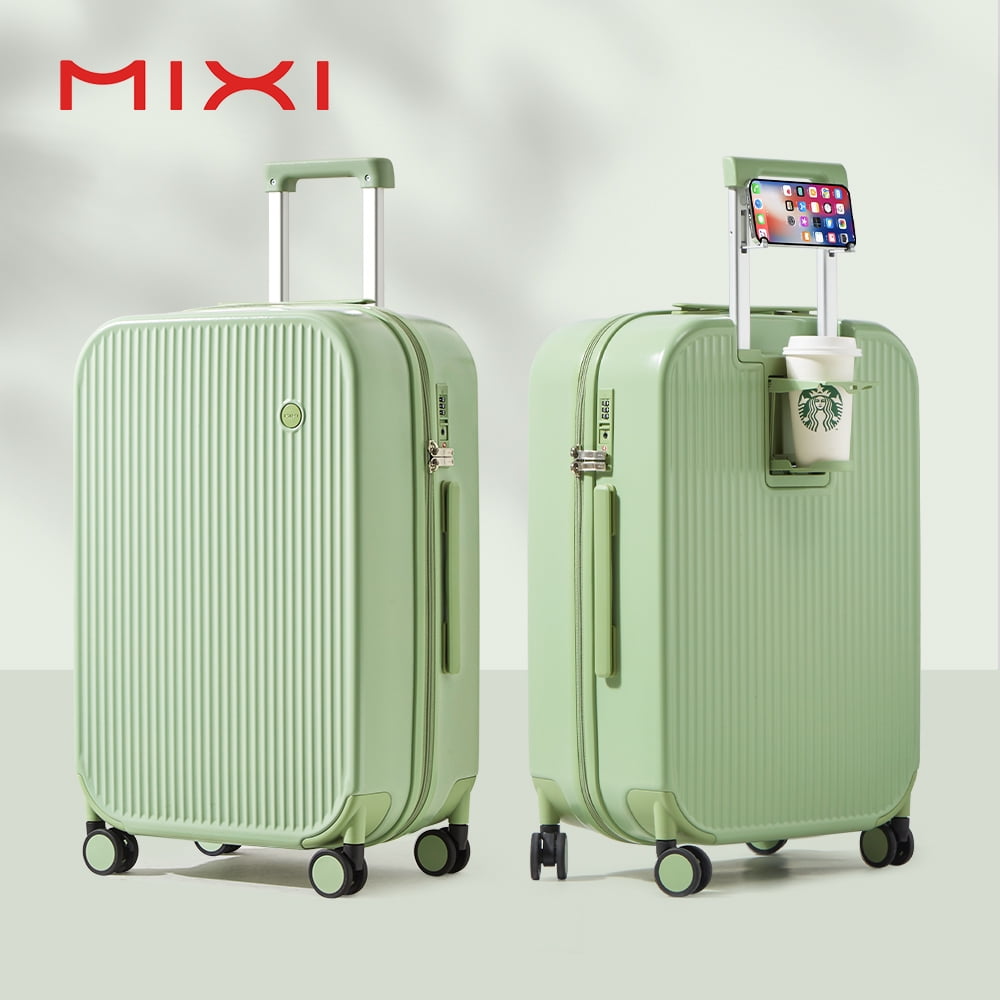 Mixi 2024 New Design Suitcase Carry On Luggage with Cup Phone Holder Hard Shell Rolling Luggage ...