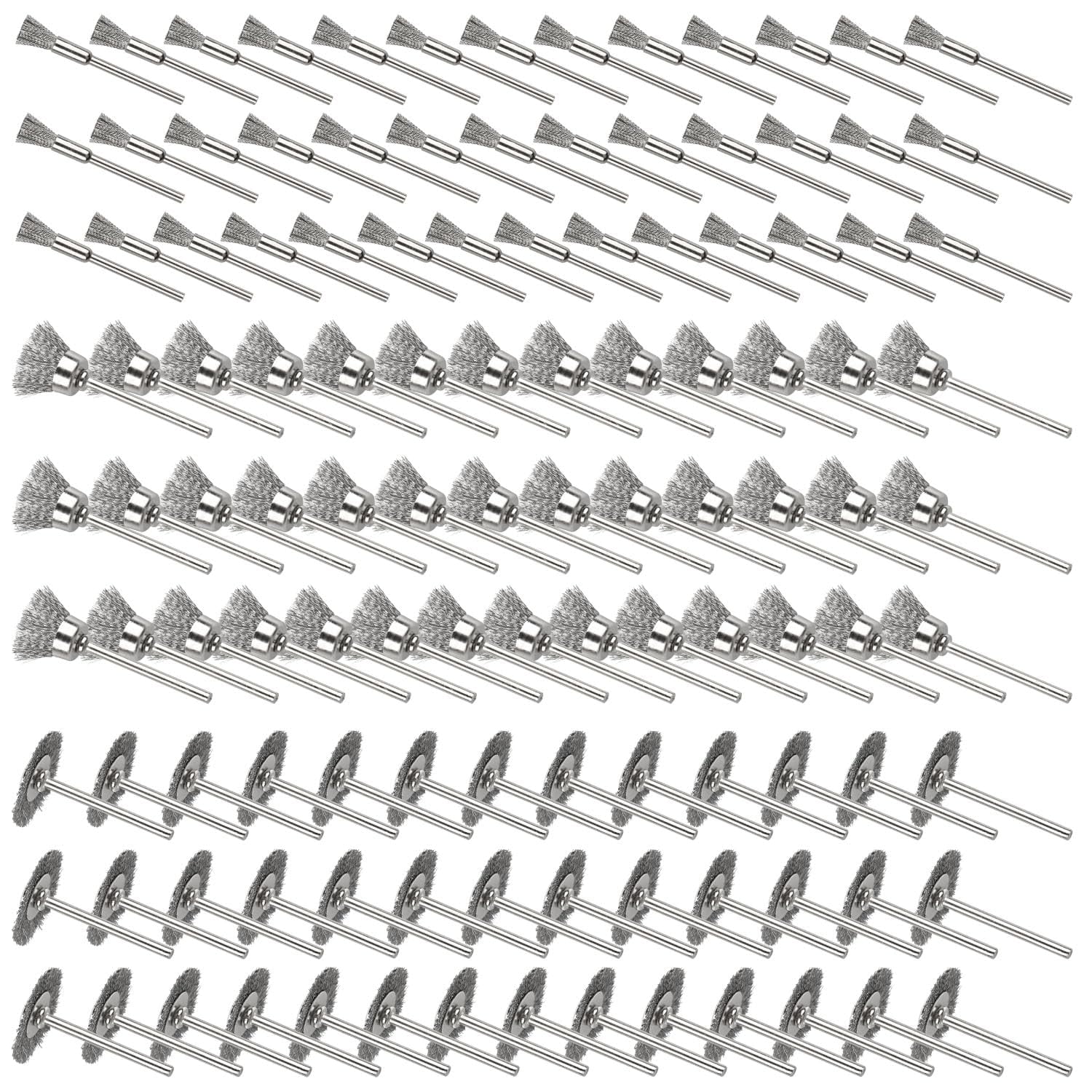 Mixiflor 120 Pcs Rotary Tool Wire Brush, Steel Wire Wheels Pen Brushes ...