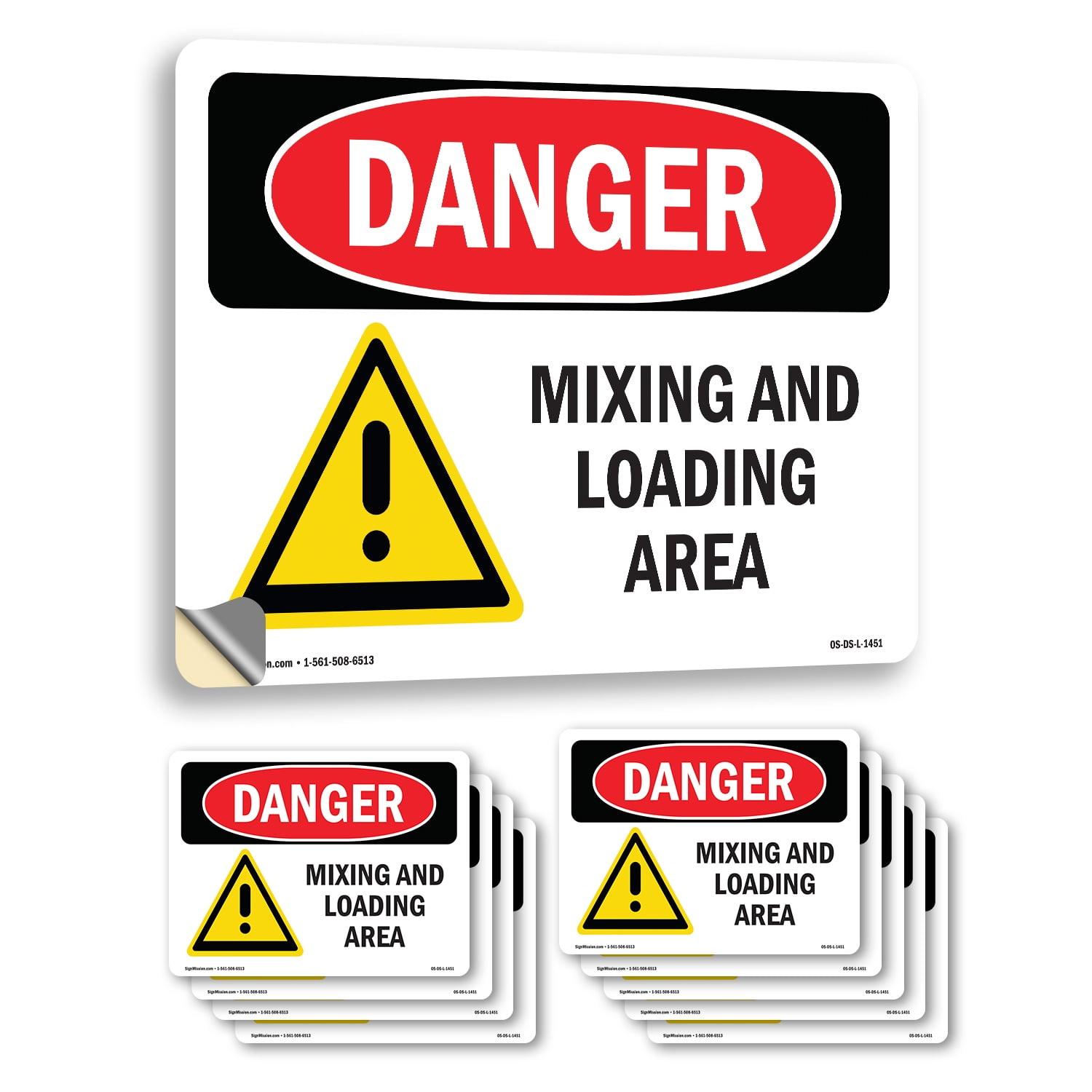 Mixing And Loading Area OSHA Danger Vinyl Decal Label 5 Inch x 3.5 Inch ...