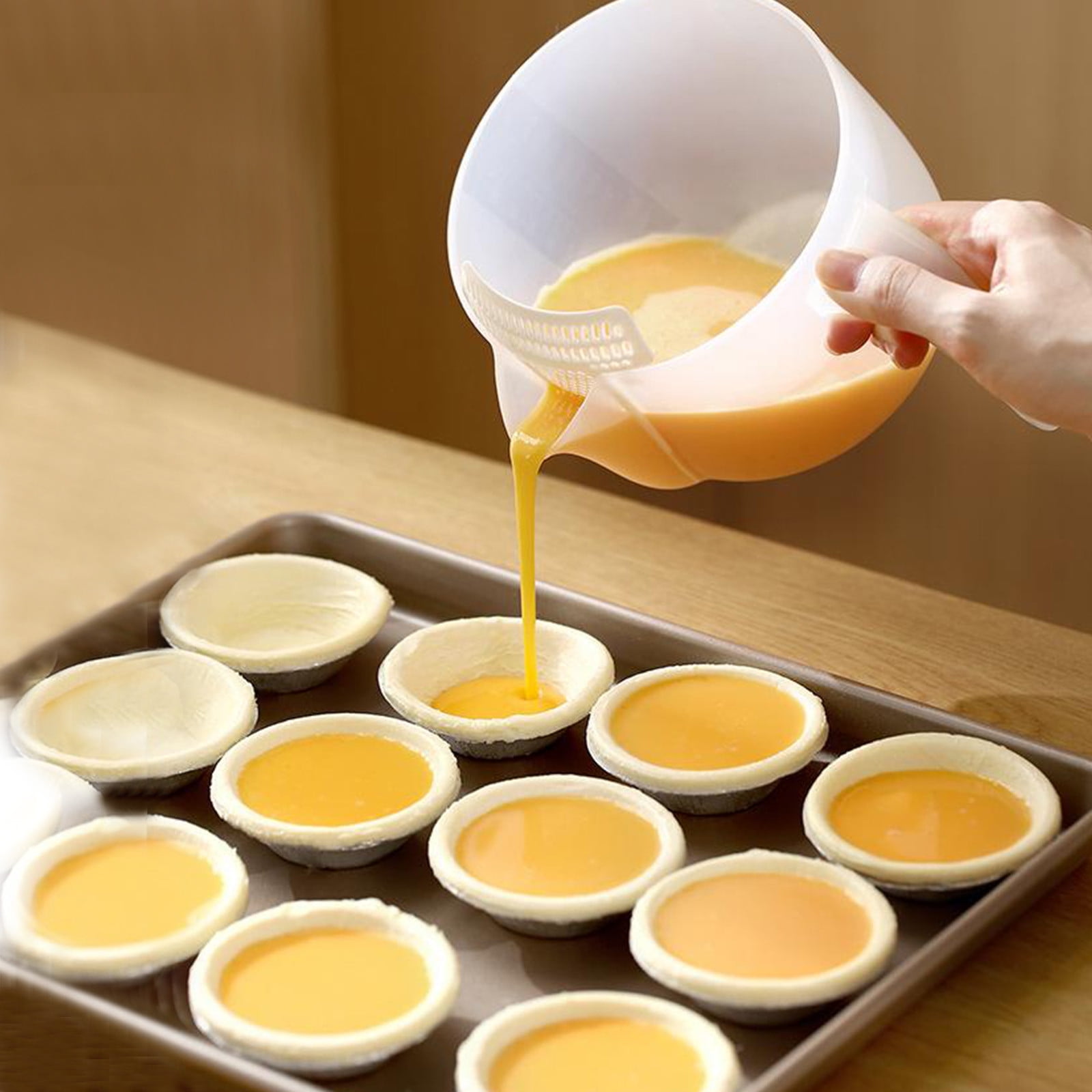Mixing Bowl with Pour Spout, Large Capacity Measuring Cup Beating Eggs ...
