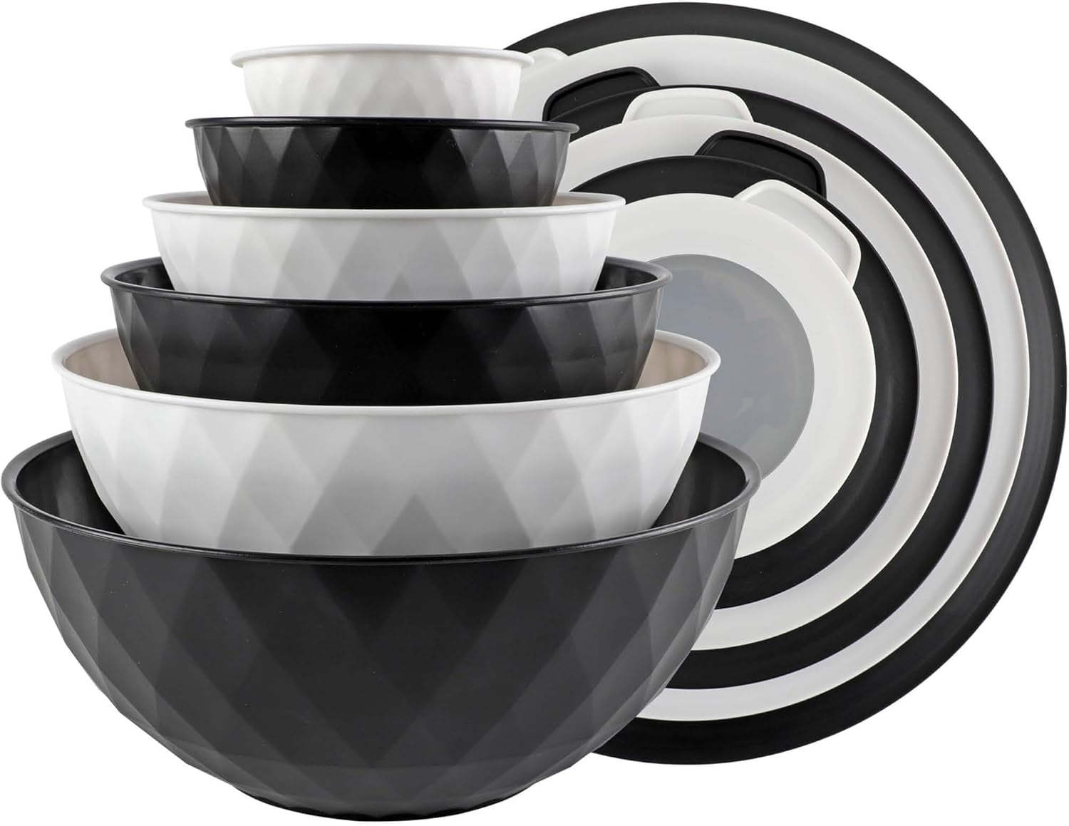 Mixing Bowl with TPR Lid -12 piece plastic nested bowl set including 6 ...