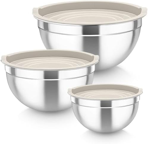 Mixing Bowls, 4.6/3 / 1.5 QT, Stainless Steel Nesting Salad Bowls with ...
