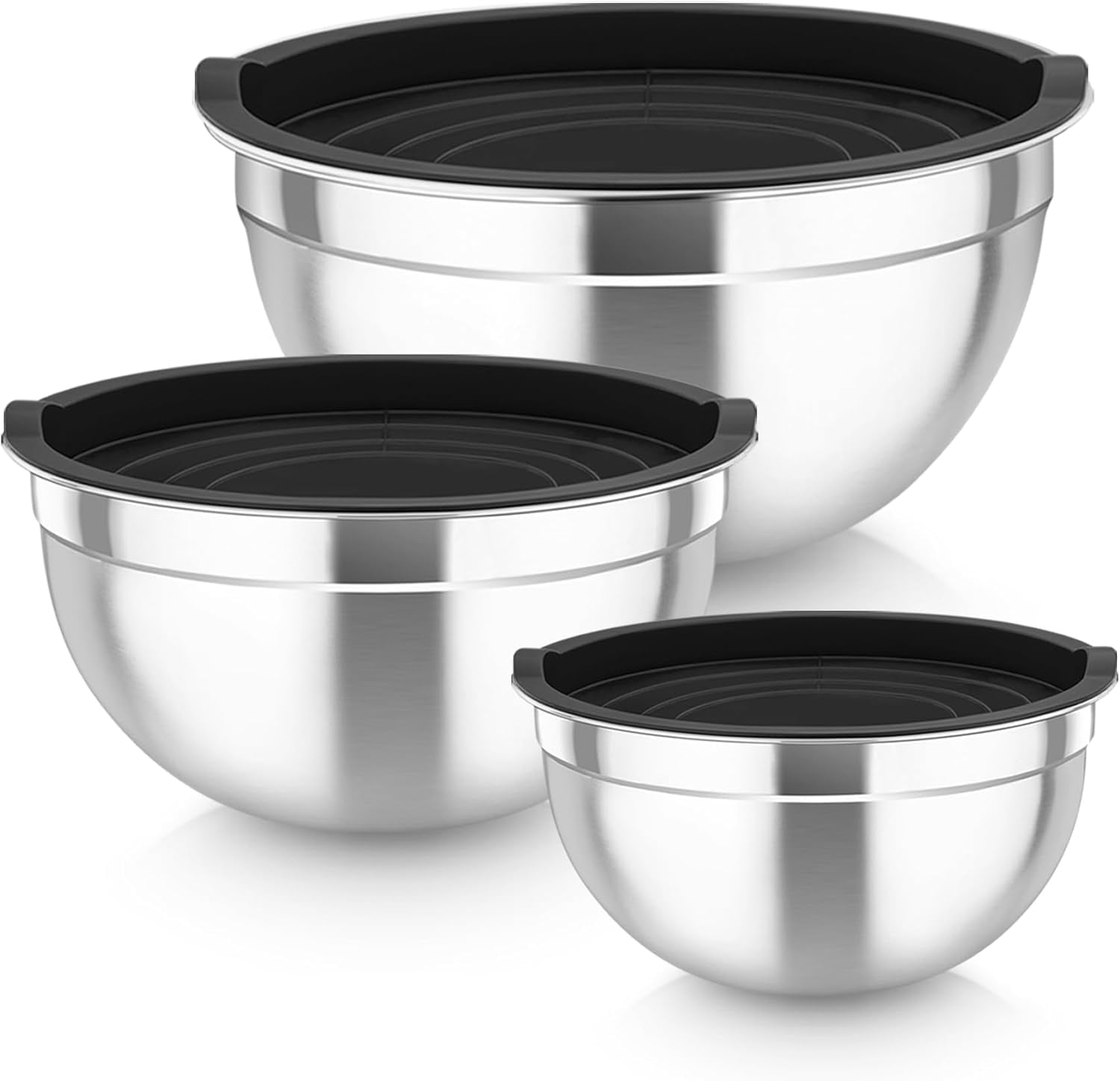 Mixing Bowls, 4.6/3 / 1.5 QT, Stainless Steel Nesting Salad Bowls with ...