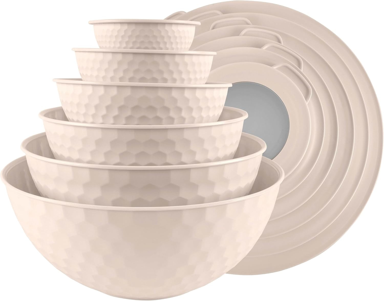 Mixing Bowls with Lids - 12 Piece Plastic Nesting Bowls Set includes 6 ...
