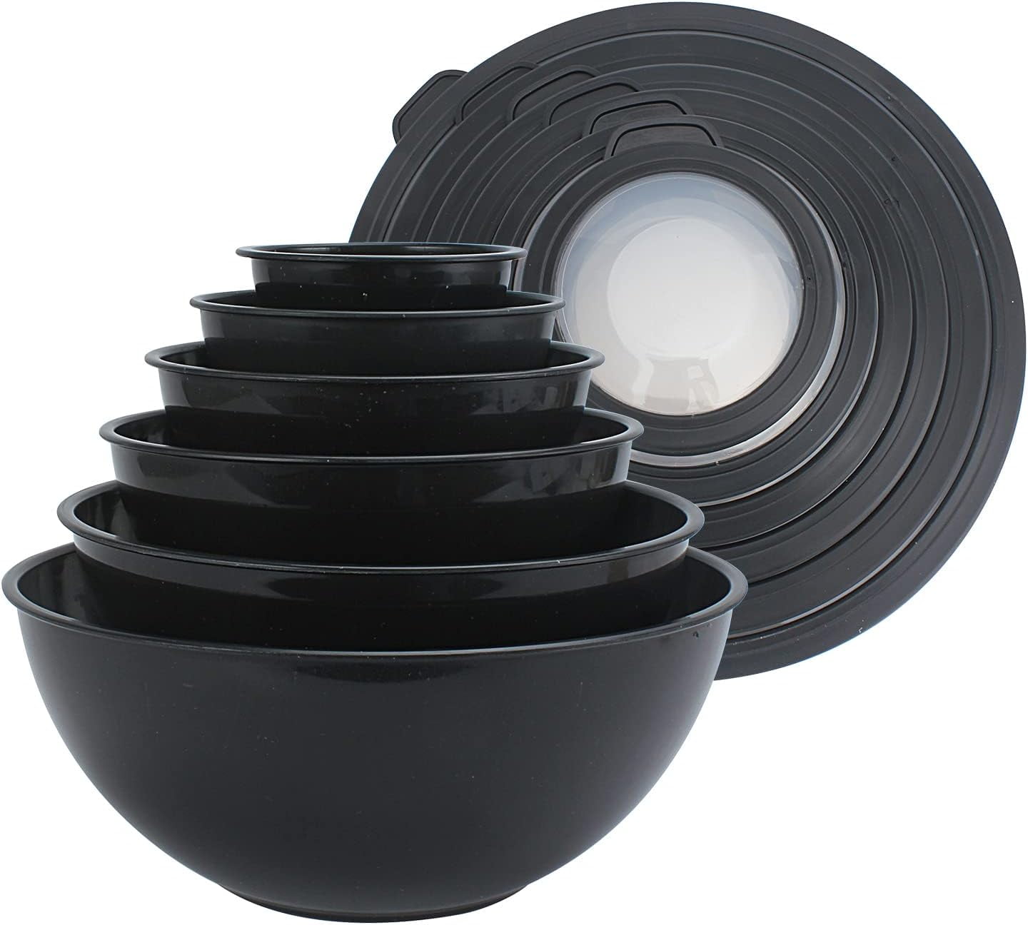 Mixing Bowls with Lids - 12 Piece Plastic Nesting Bowls Set includes 6 ...