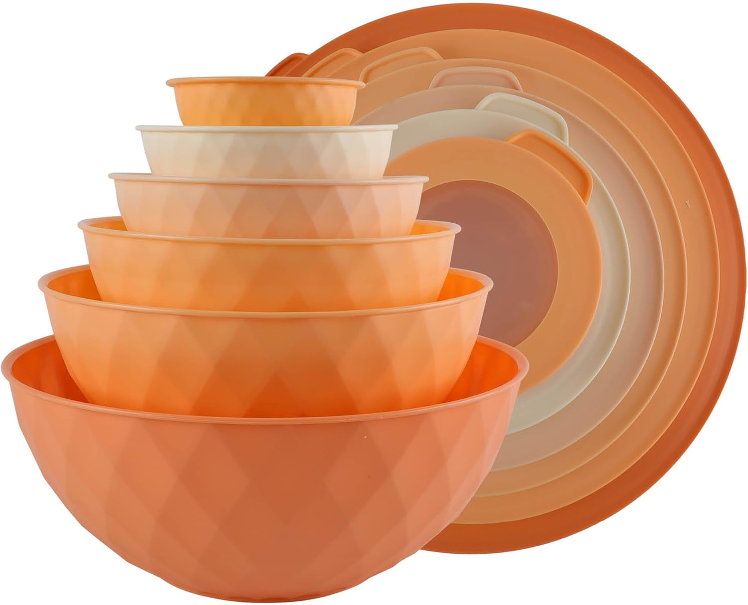 Mixing Bowls with Lids - 12 Piece Plastic Nesting Bowls Set includes 6 ...