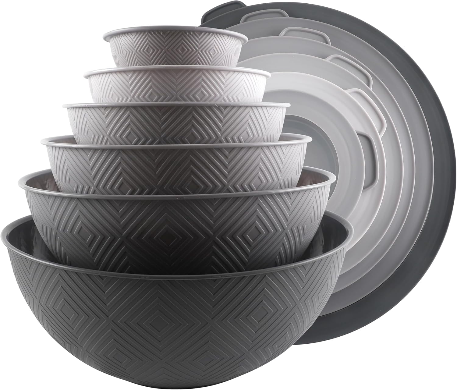 Mixing Bowls with Lids - 12 Piece Plastic Nesting Bowls Set includes 6 ...