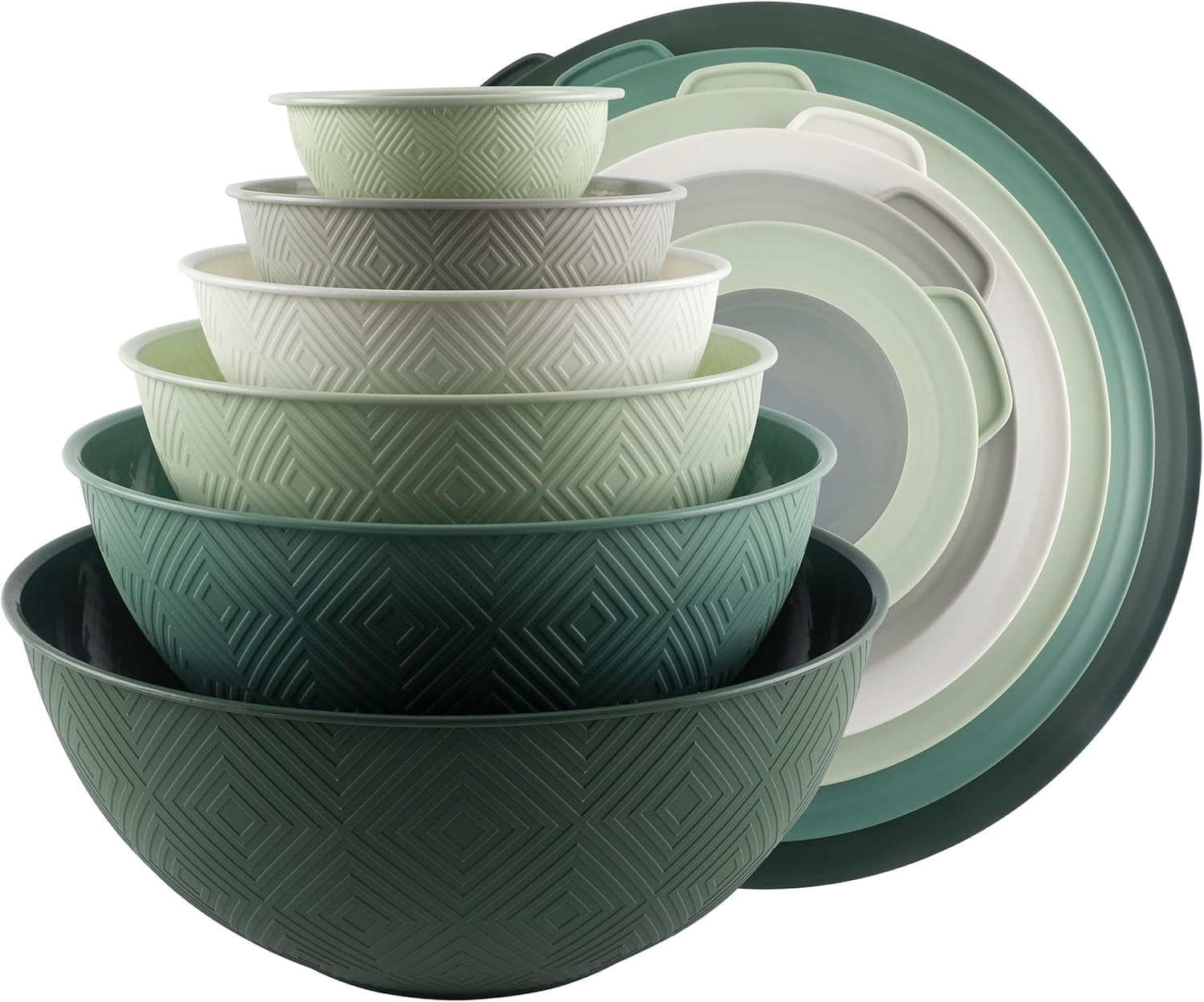 Mixing Bowls with Lids - 12 Piece Plastic Nesting Bowls Set includes 6 ...