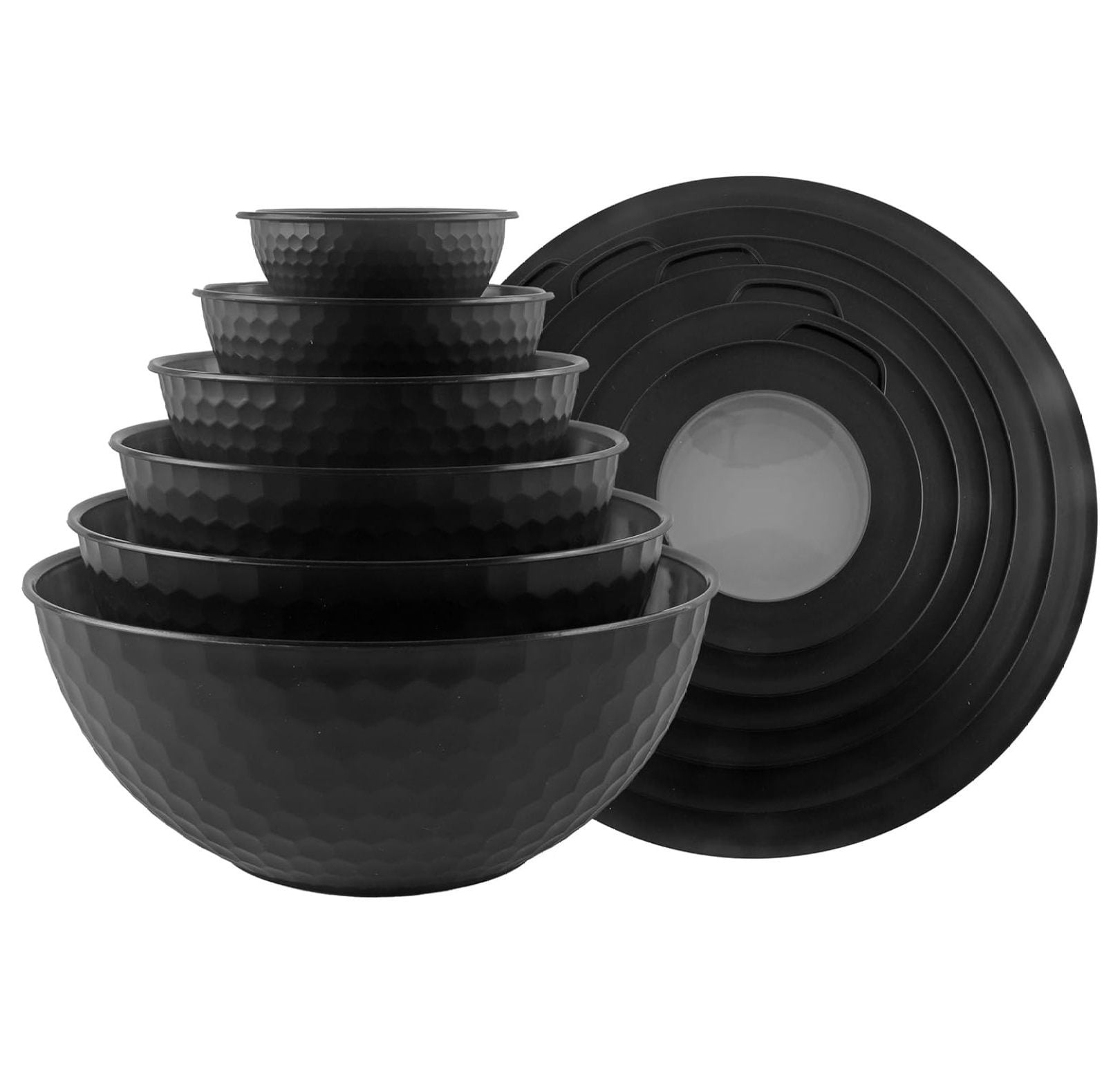 Mixing Bowls with Lids - 12 Piece Plastic Nesting Bowls Set includes 6 ...